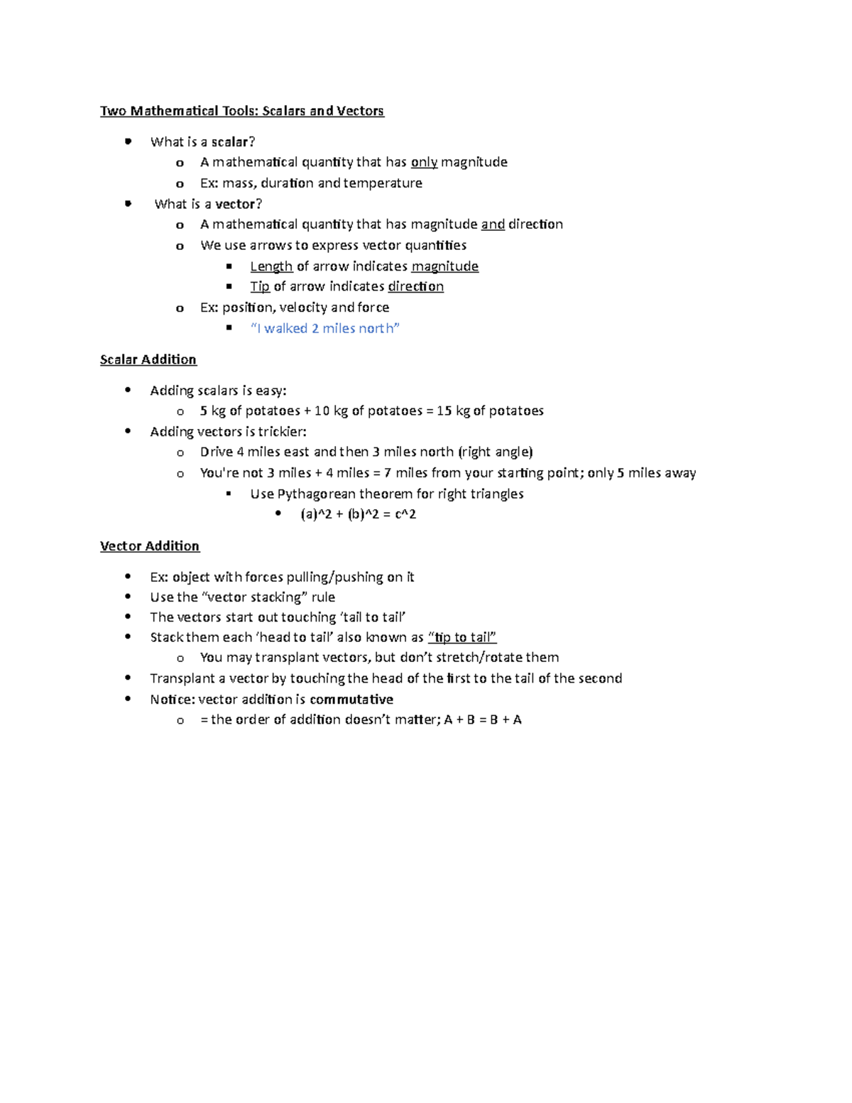 Scalars and Vectors - Studocu