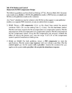 Lecture notes, lecture 1- Motion and Control - ME 4710 - ME 4710 Motion ...