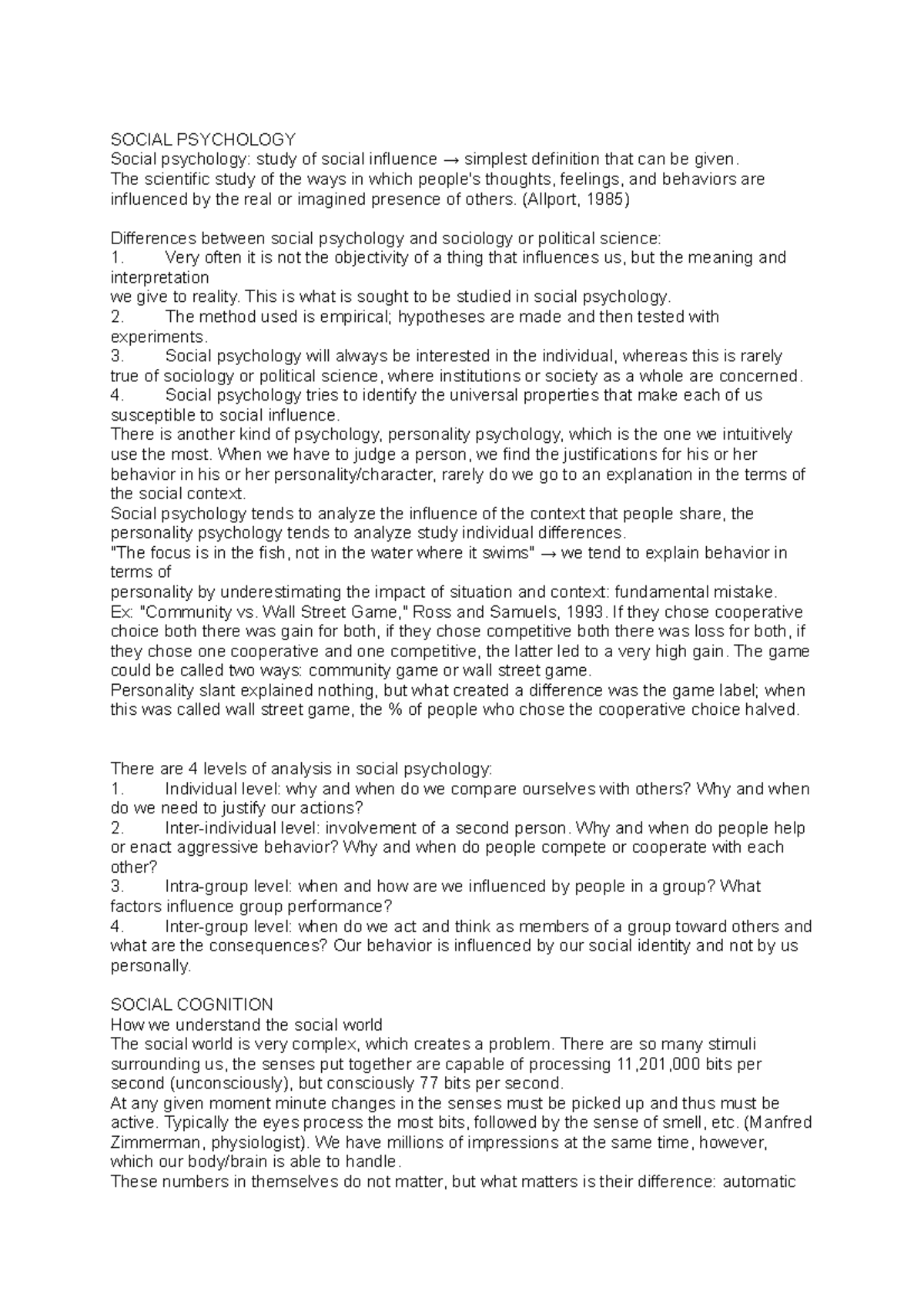 Social Psychology - SOCIAL PSYCHOLOGY Social psychology: study of ...