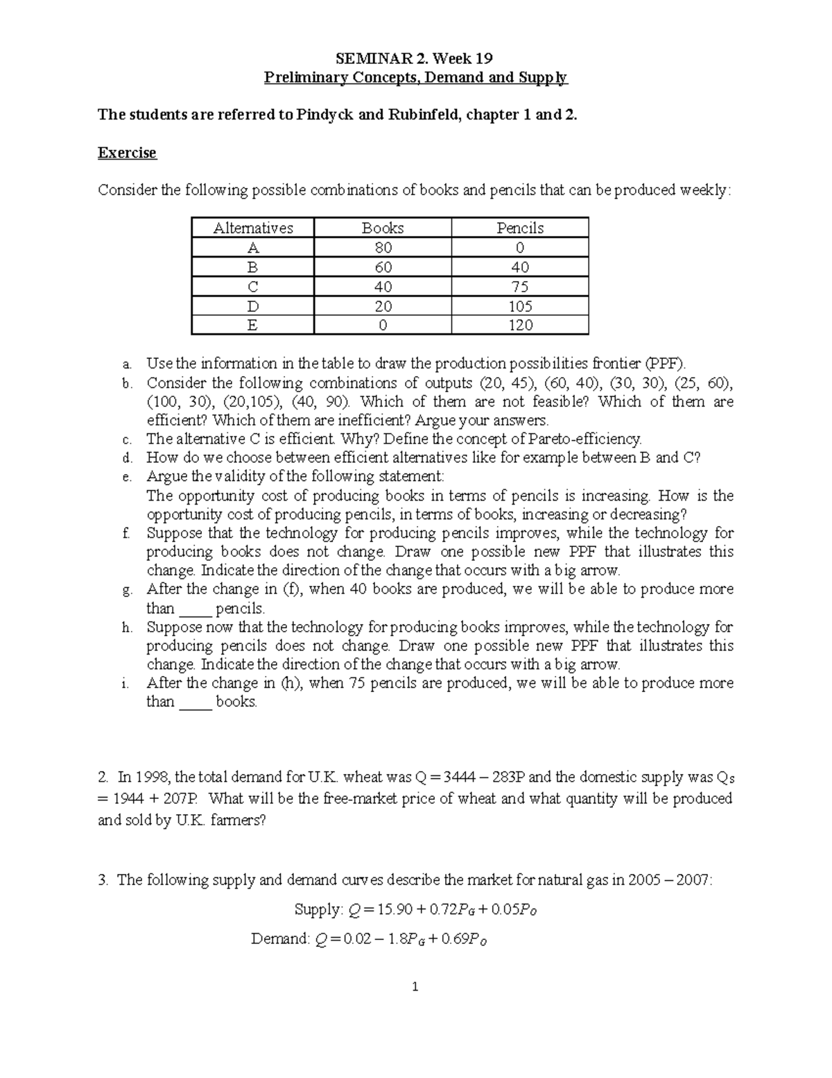Seminar 2 - SEMINAR 2. Week 19 Preliminary Concepts, Demand and Supply ...
