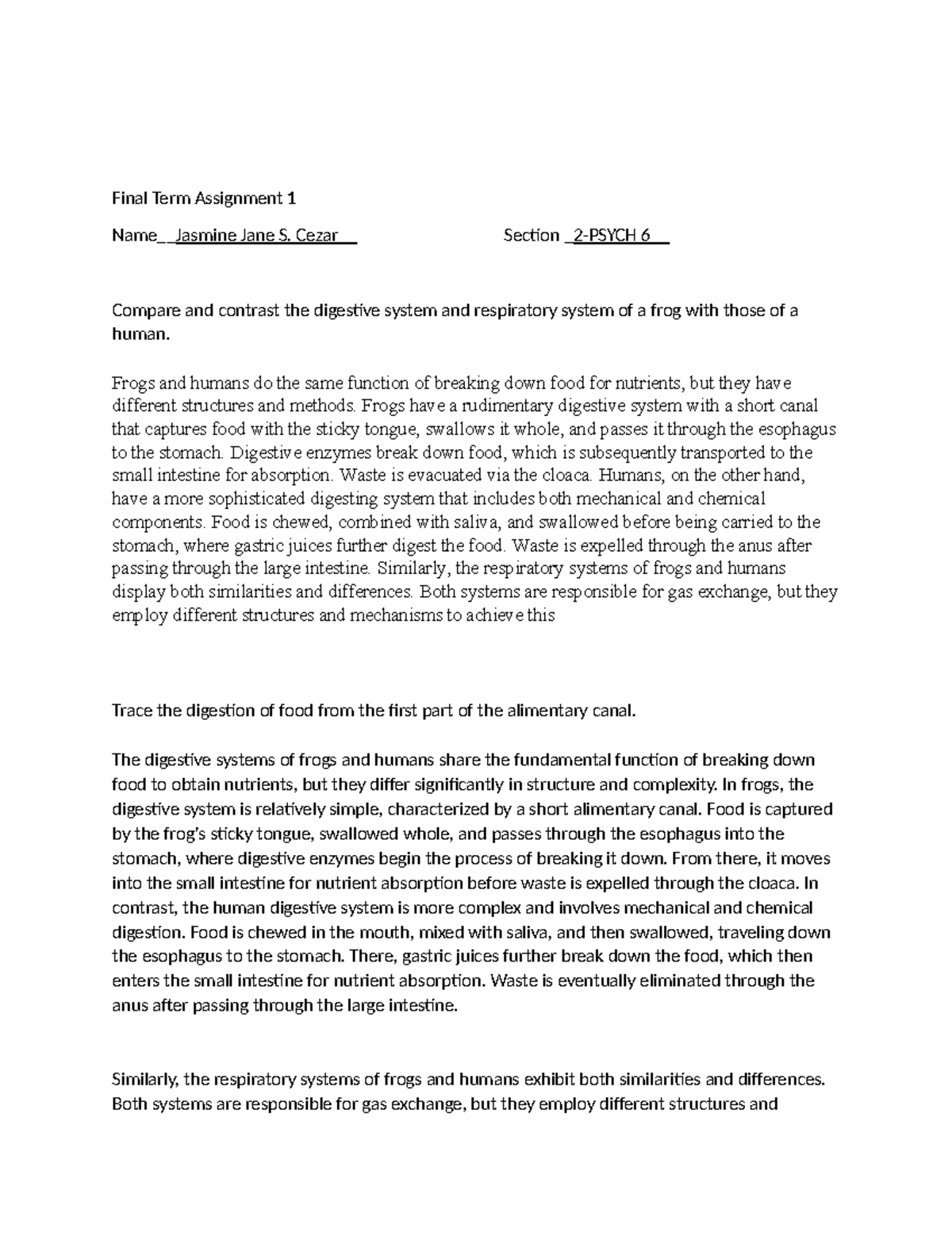 Zoo Final Term Assignment 1 - Final Term Assignment 1 Name__Jasmine ...