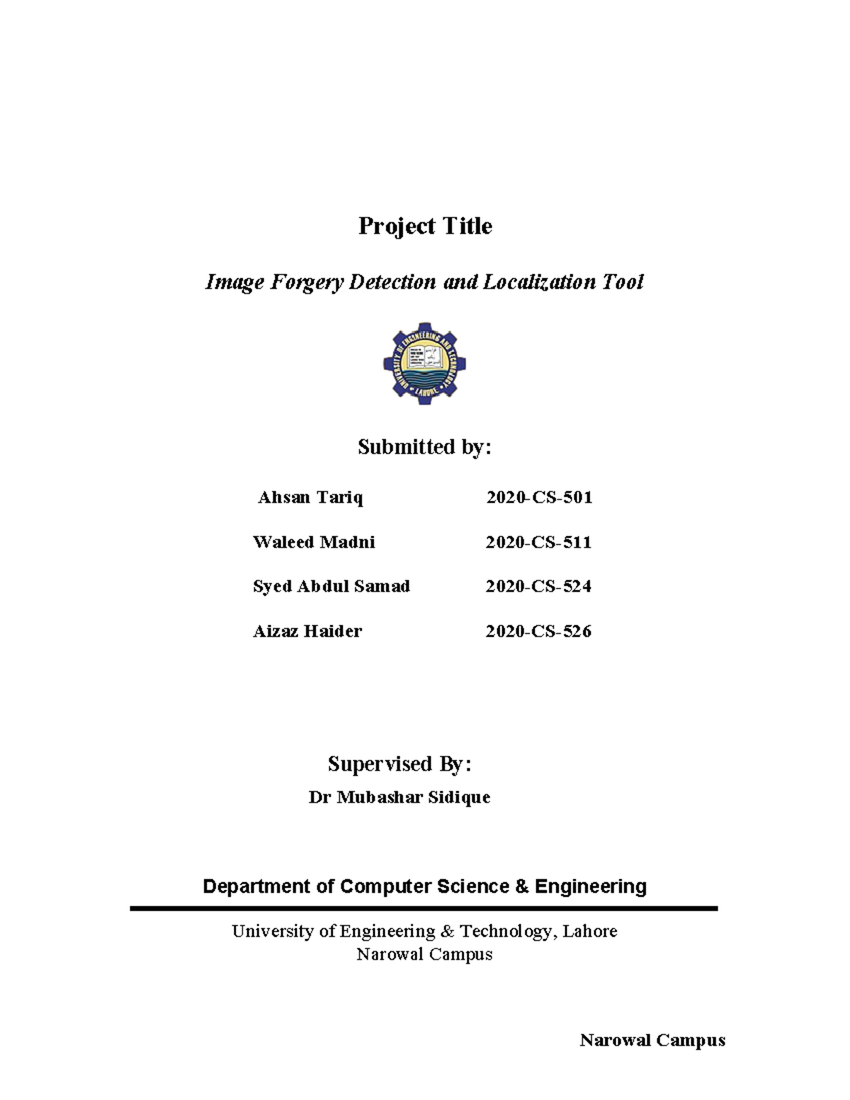 Fyp proposal 11 - Project Title Image Forgery Detection and ...