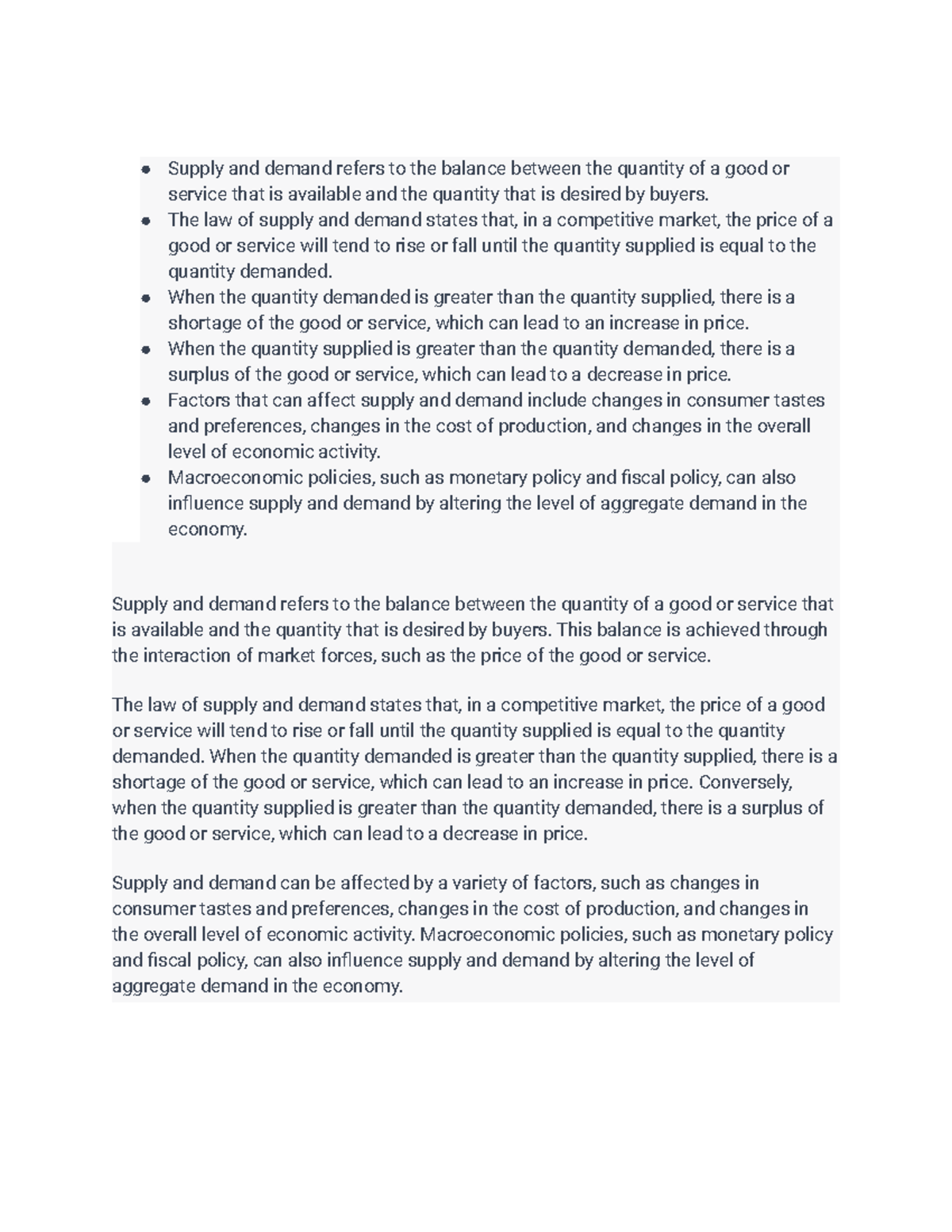 Supply and Demand - Macroeconomics Lecture Notes 2022-2023 - Supply and ...