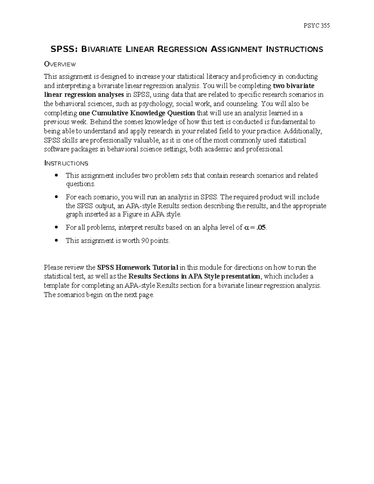 6-SPSS Homework Bivariate Linear Regression Assignment Instructions - SPSS: BIVARIATE LINEAR ...