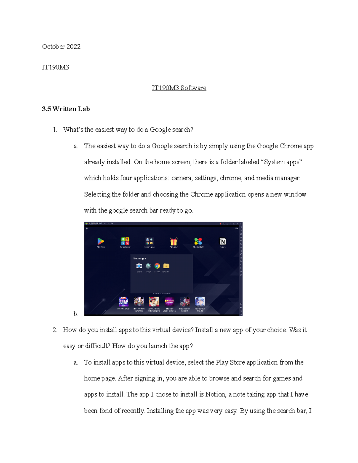 IT190 Module 3 Assessment - October 2022 IT190M IT190M3 Software 3 ...