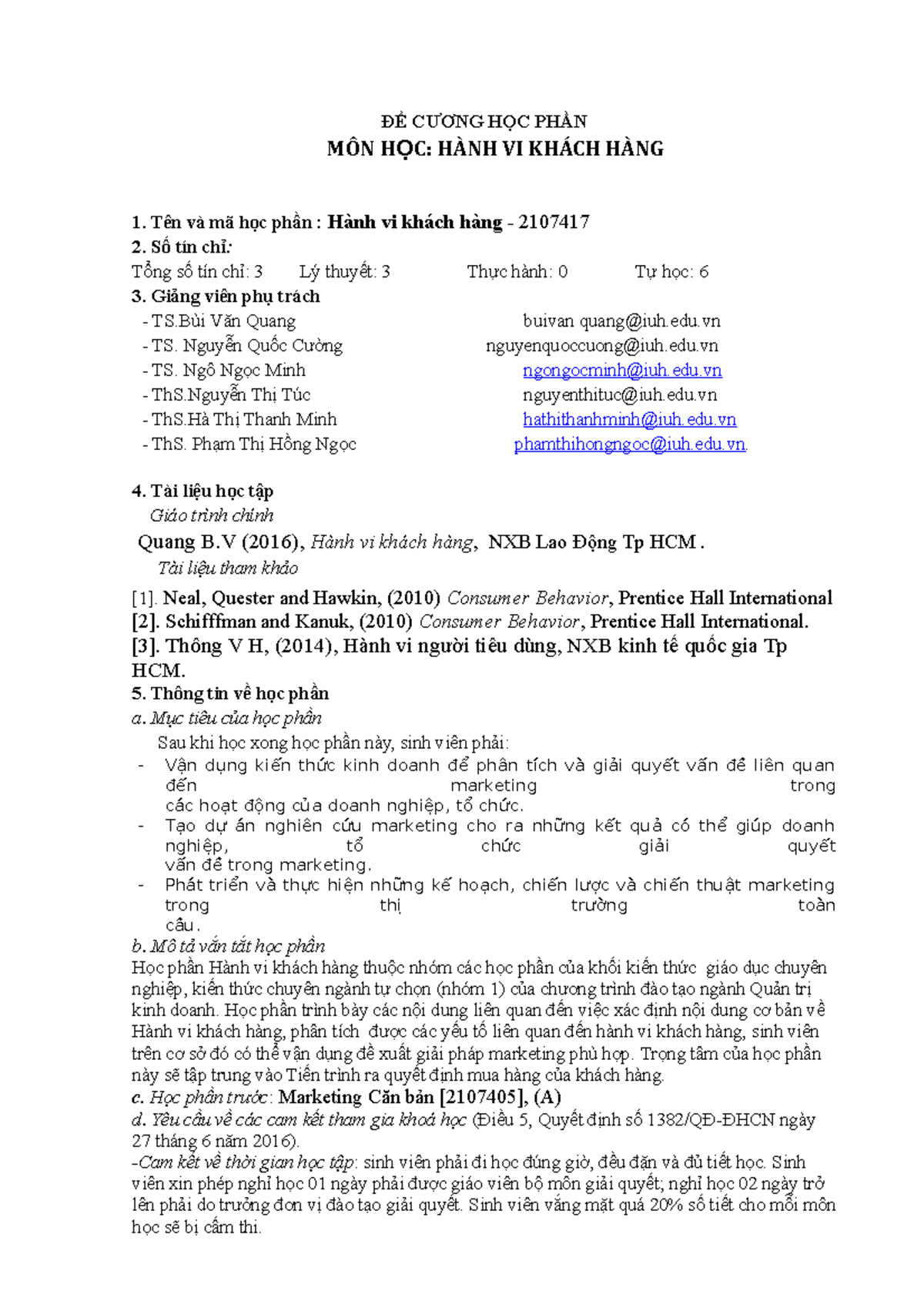 Đề cương HVKH - marketing new 12.2022 - ĐỀ CƯƠNG HỌC PHẦN MÔN H ỌC ...