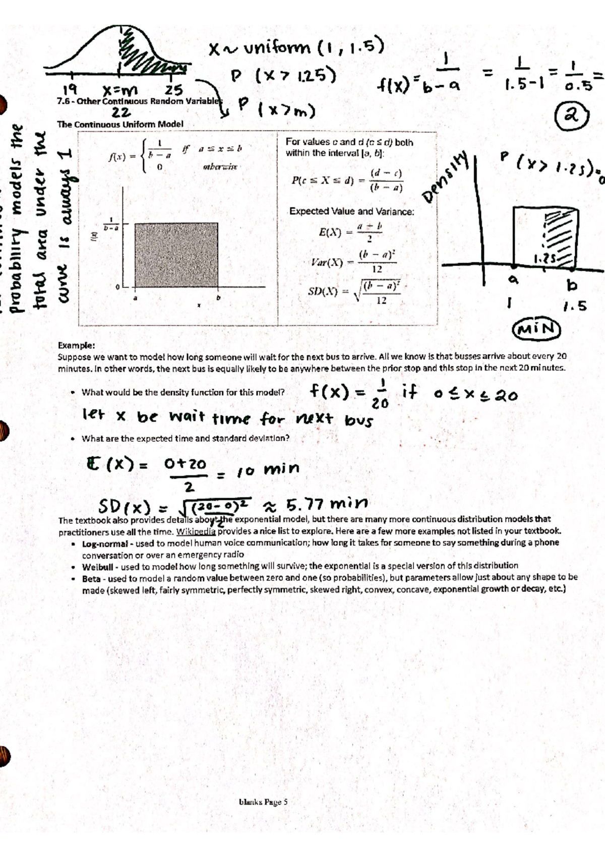 CH 7. Continuous Random Variables 5 - DSC 205 - Studocu