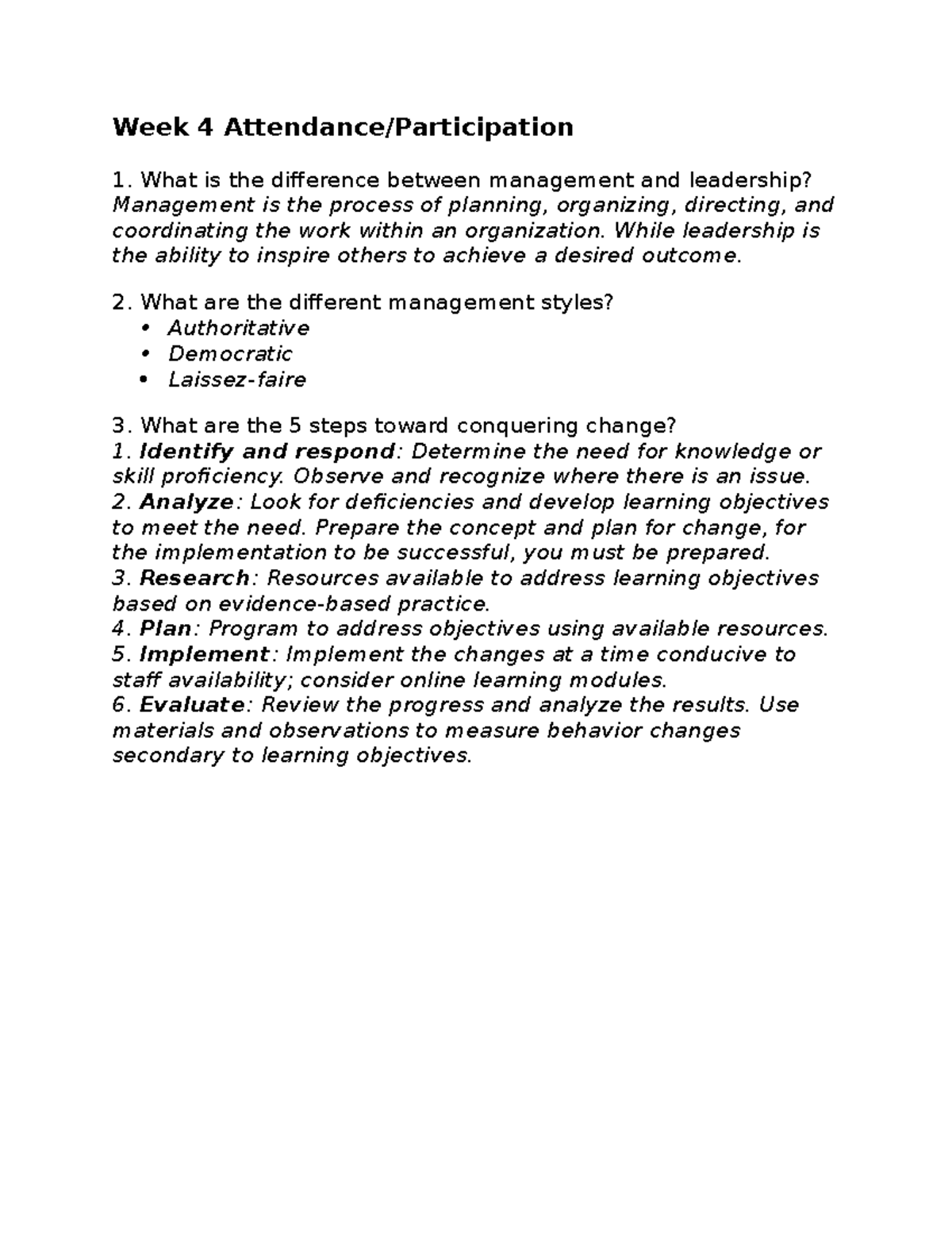 Week 4 Attendance - Assignment - Week 4 Attendance/Participation What ...