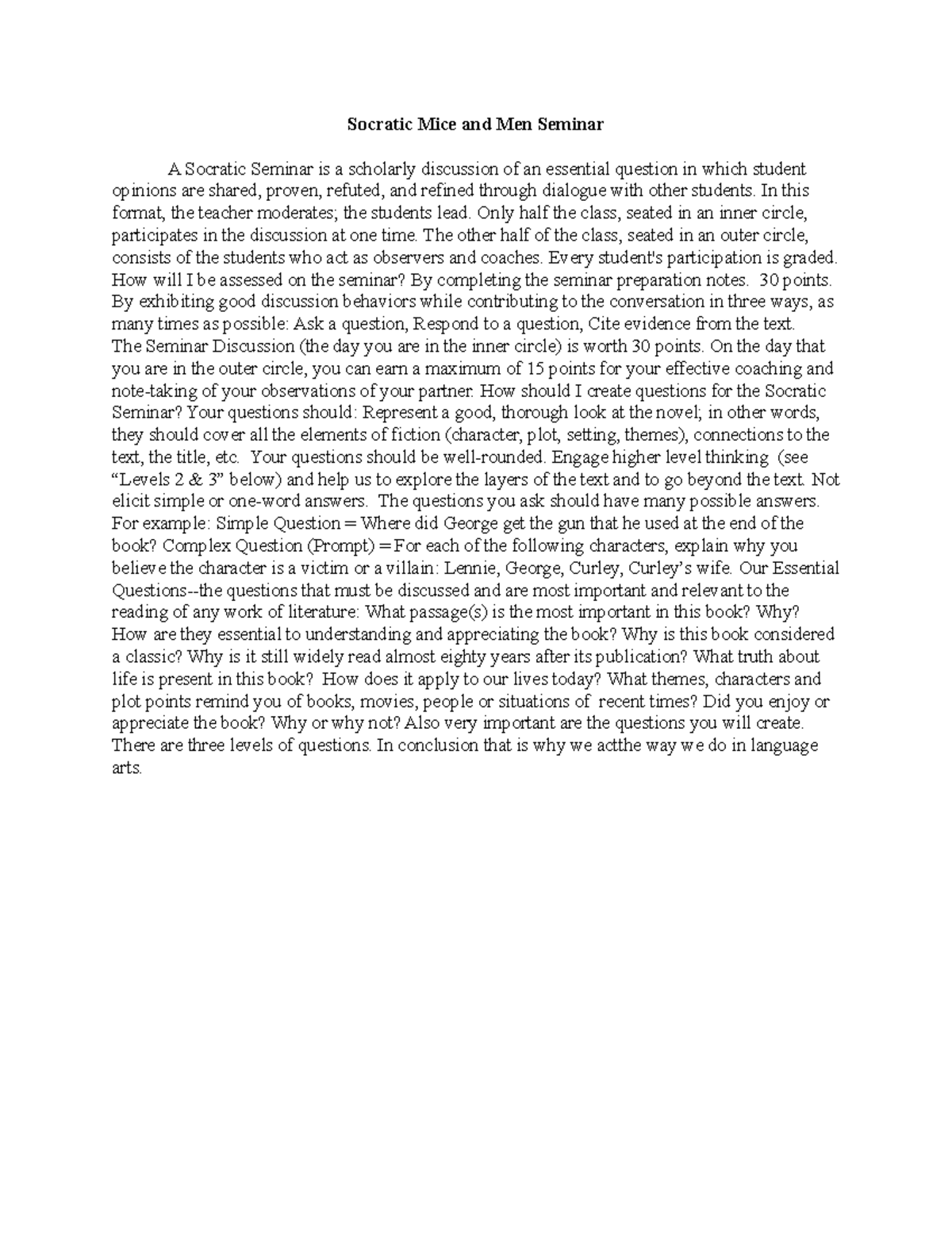 Mice and men paragraph - Writing essay that I wrote - Socratic Mice and ...