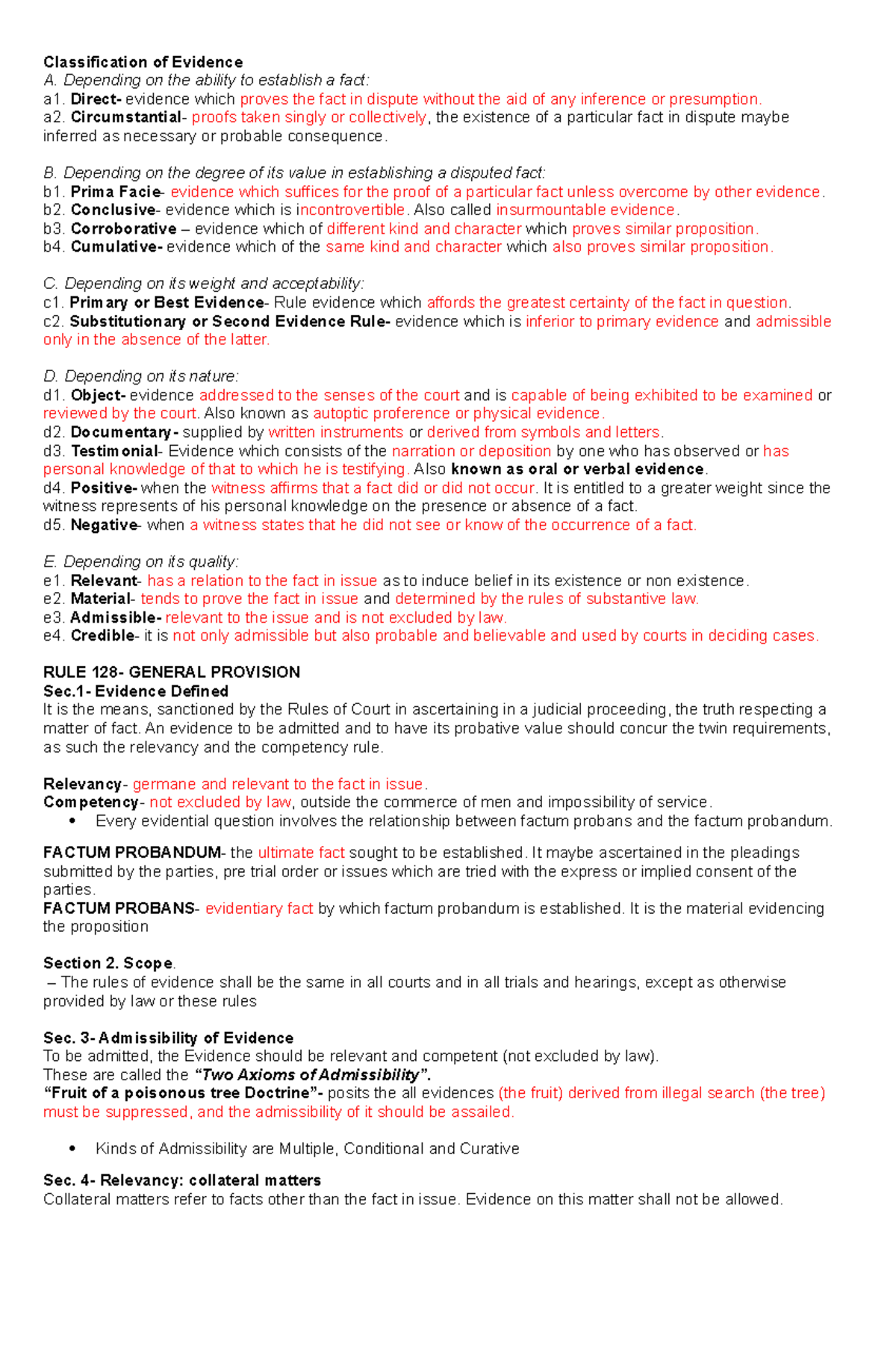5 Evidence-Reviewer - A REVIEWER FOR CLJ 5 EVIDENCE - Classification of ...