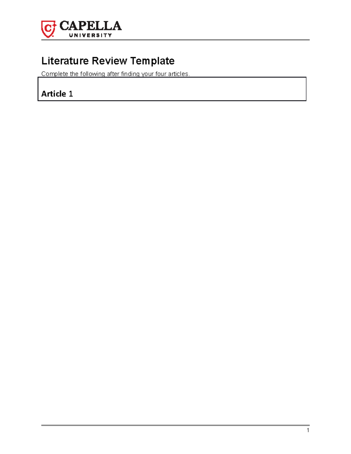 Cf literature review template - Literature Review Template Complete the ...
