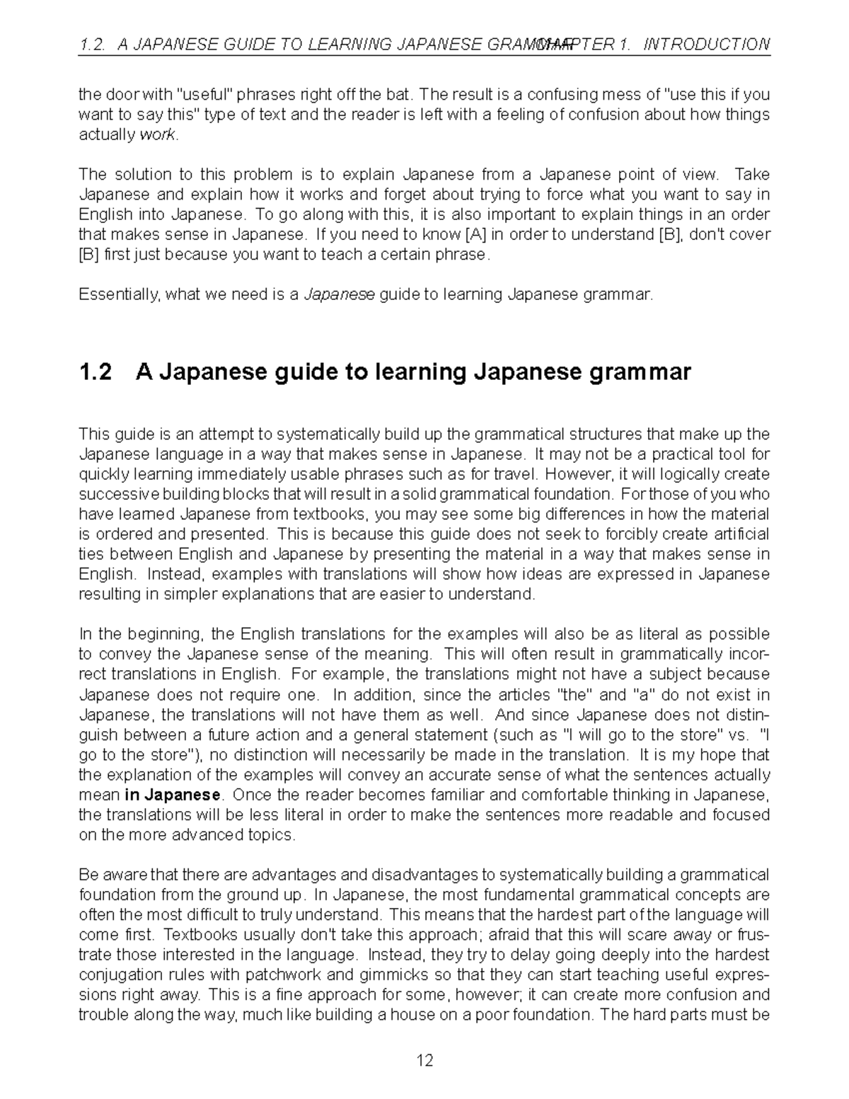 Grammar guide-12 - Notes - 1. A JAPANESE GUIDE TO LEARNING JAPANESE ...
