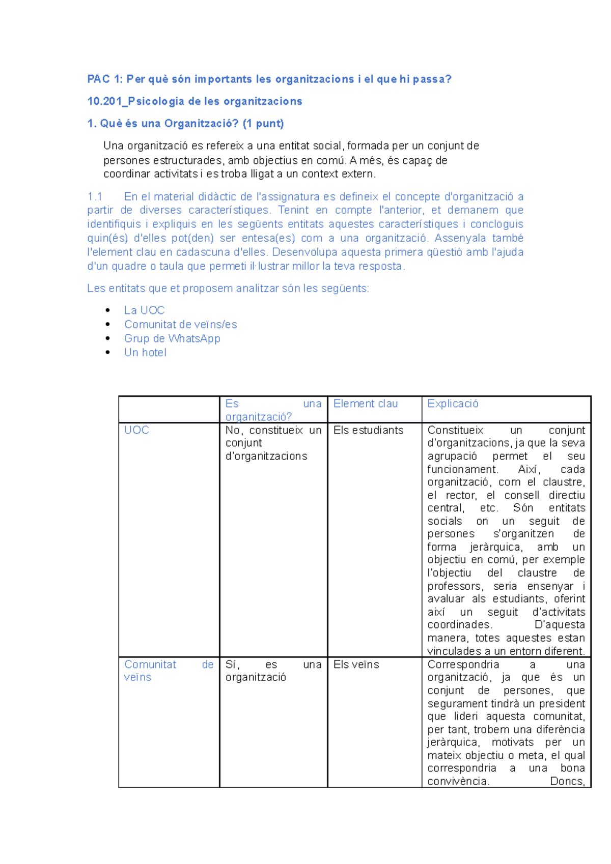 PAC 1 - PAC 1 resolta psicologia de les organitzacions - PAC 1: Per què ...