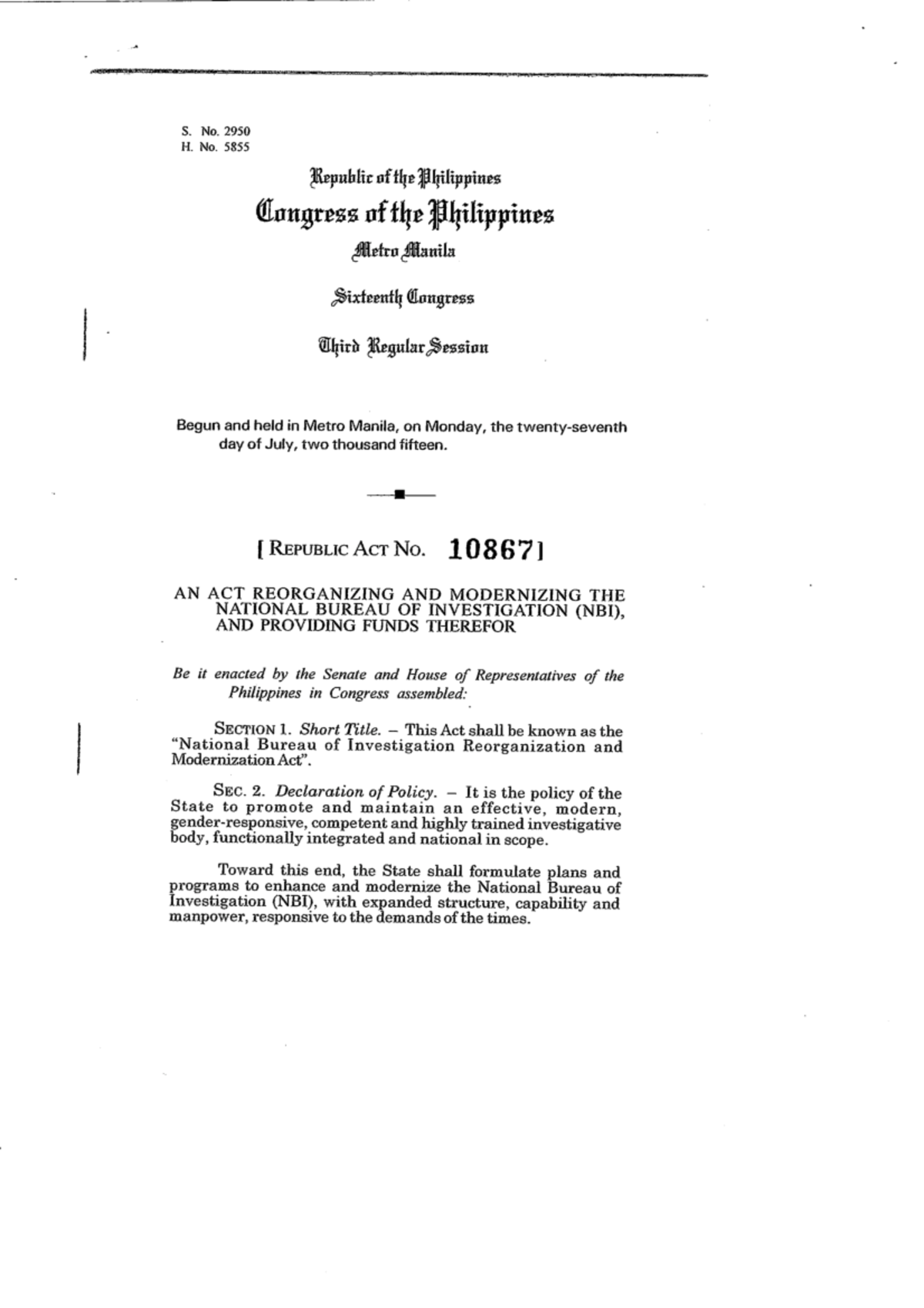 2016 0623 RA 10867 BSA - nothing - Bachelor of Science in Criminology ...