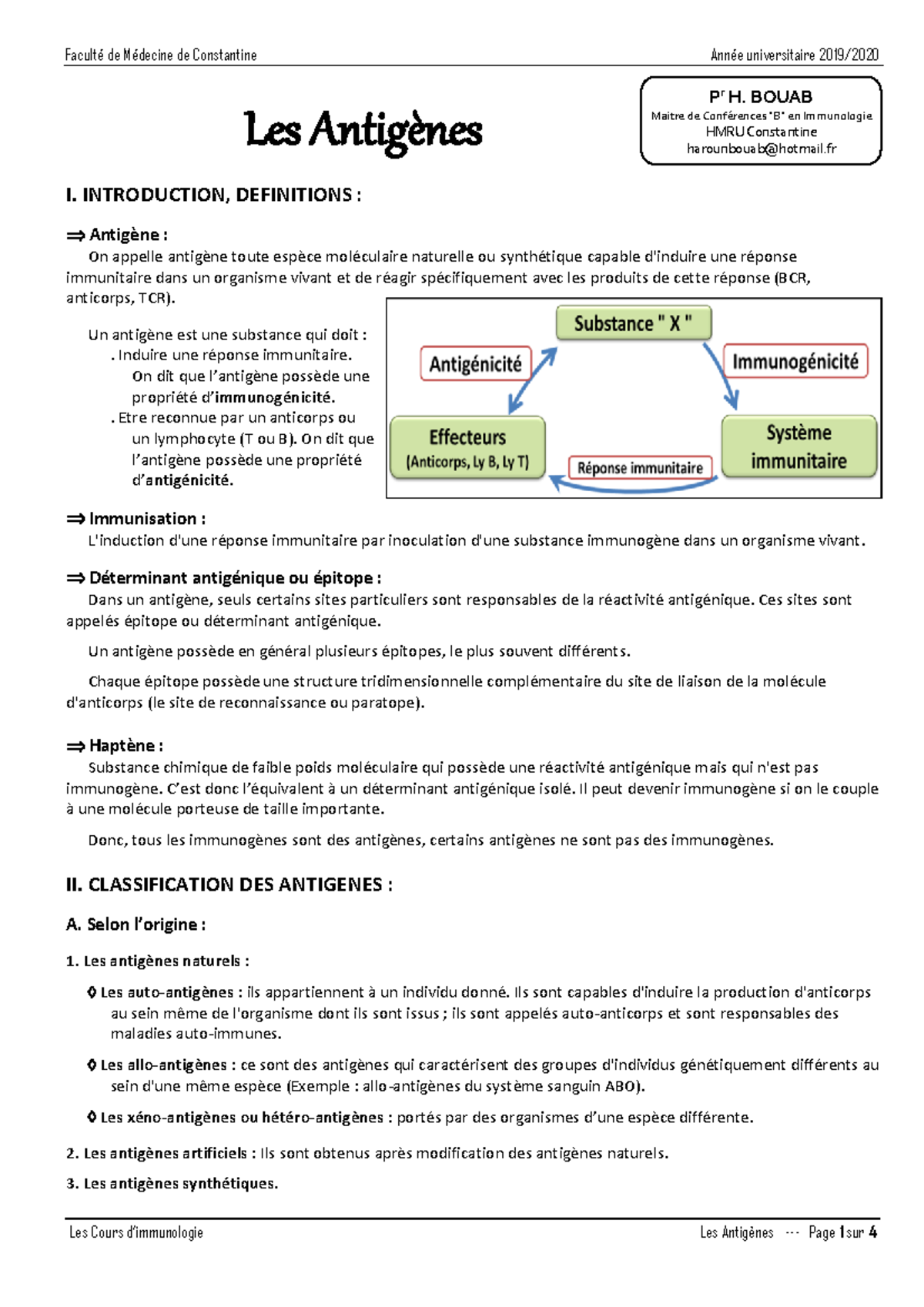 Les-Antigènes - Biologier - Les Antigènes I. INTRODUCTION, DEFINITIONS ...