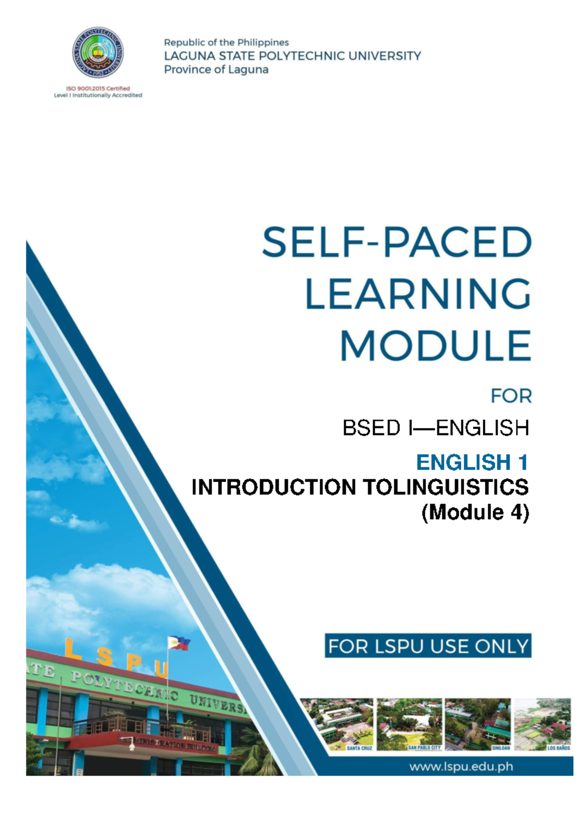 Module 4. English 1 Introduction TO Linguistics First SEM AY20201-2022 (DR. Nachon) - ISO 9001: ...