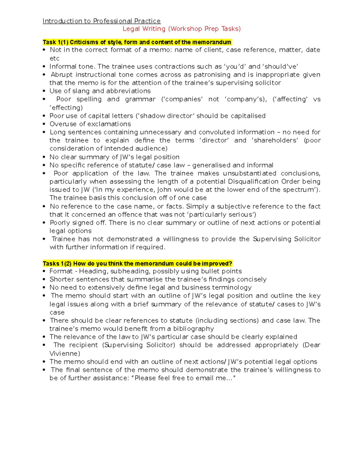 Task 2, Draft Letter - Notes - Introduction to Professional Practice ...