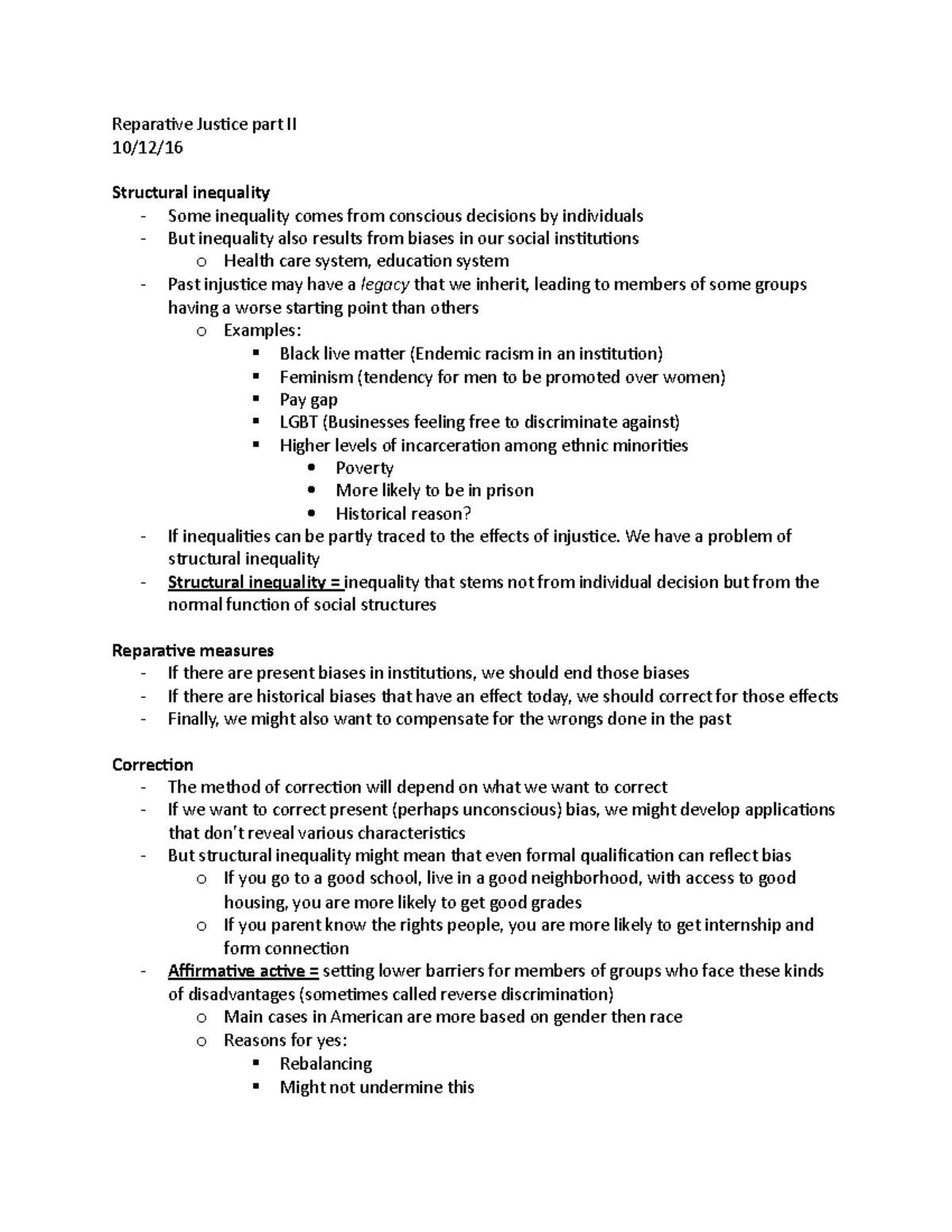 Reparative Justice Part II - Reparative Justice part II 10/12 ...