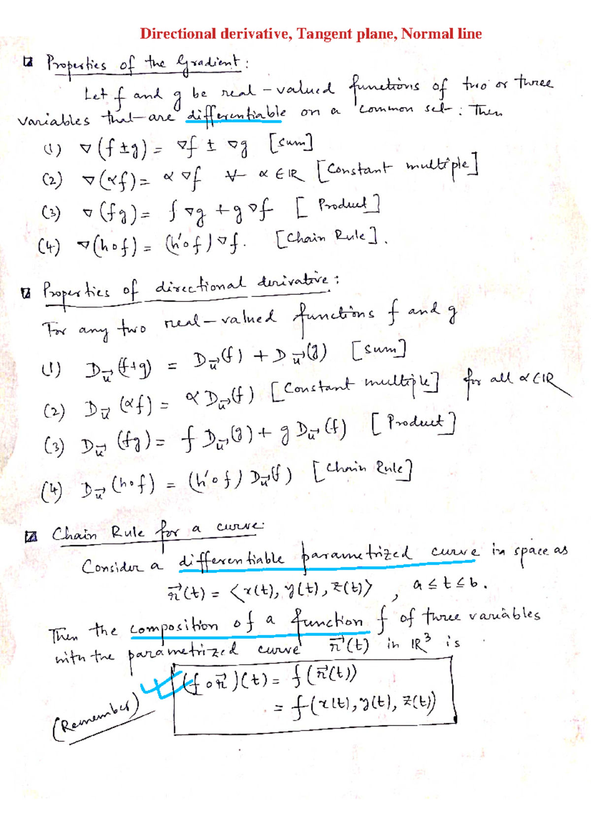 14 normal line, tangent plane, level curves, directional deriva ...