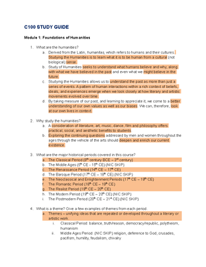 C100 study guide outline (1) - STUDY GUIDE: C100 Introduction to ...