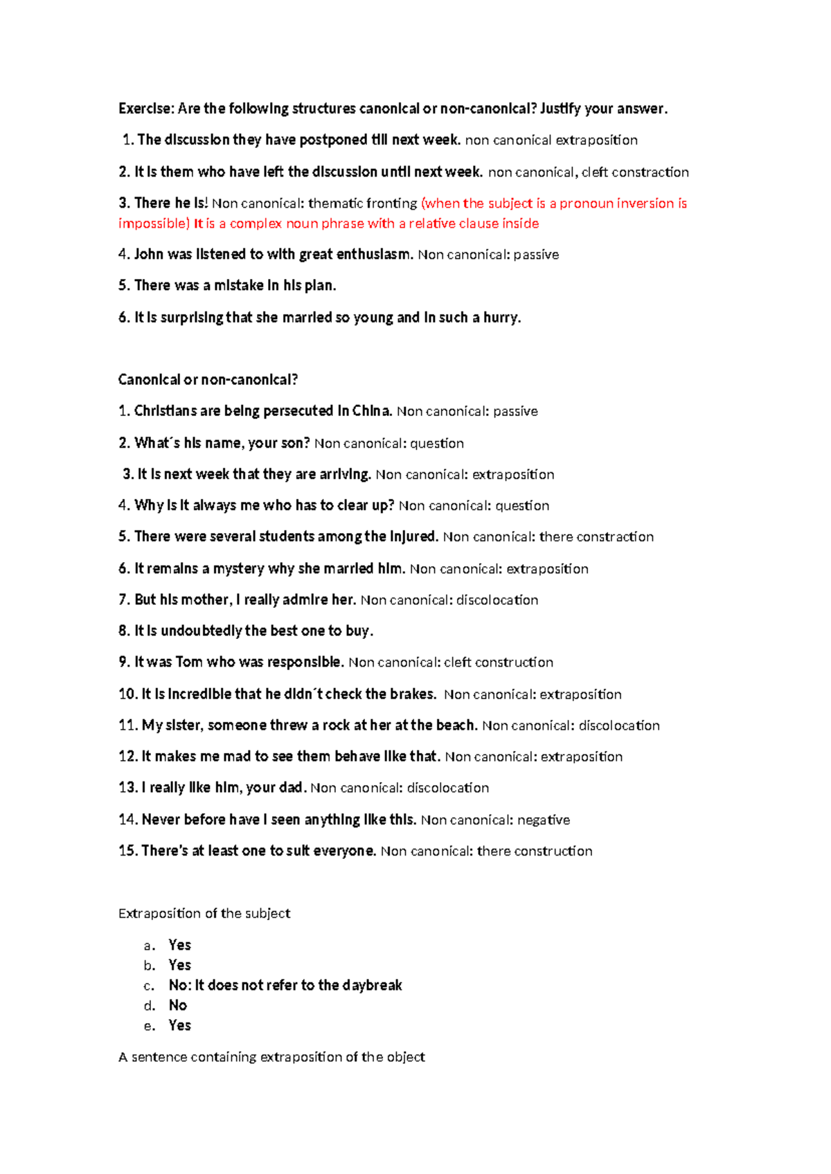 Exercise - structures canonical or non-canonical - Exercise: Are the ...