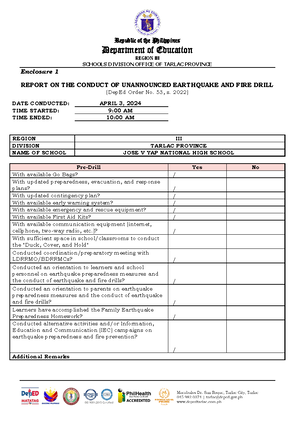 [ Template] School FIRE Safety Compliance FORM - Republic of the ...