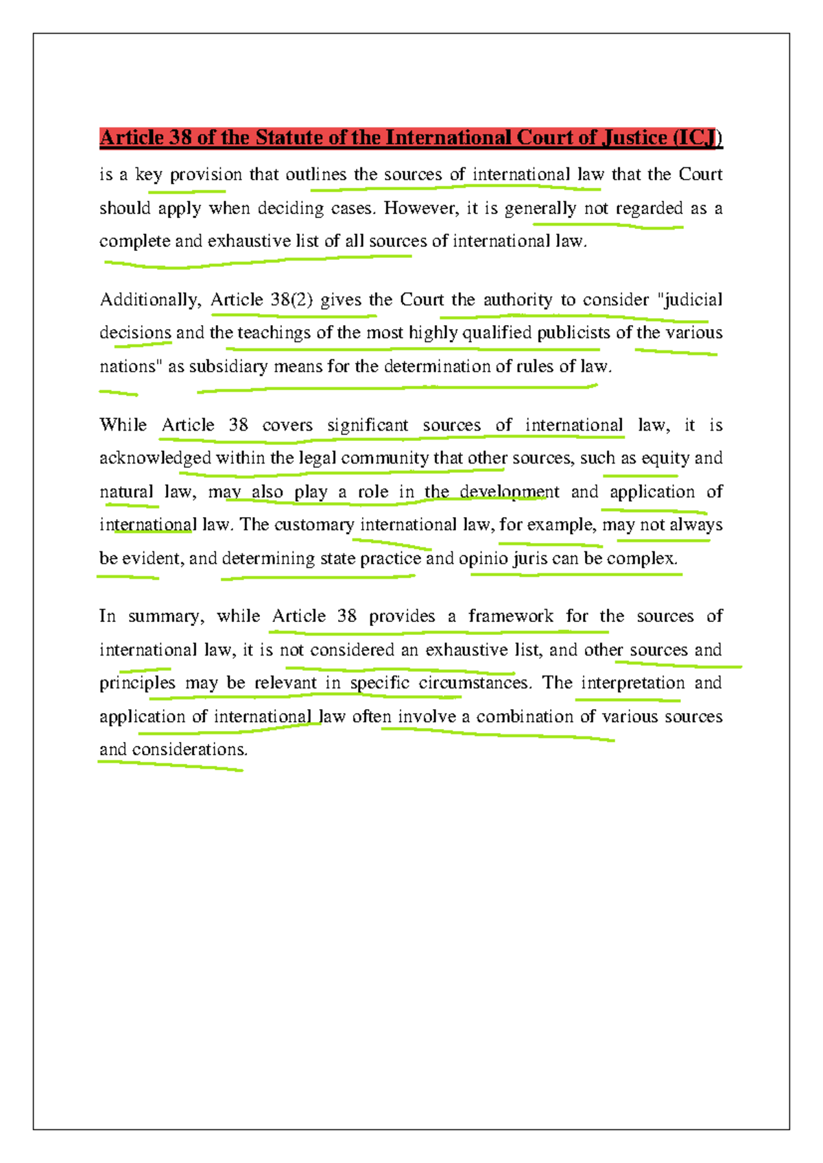 Article 38 ICJ - Article 38 of the Statute of the International Court ...