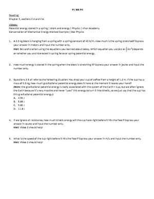 Lab 6 Report - Physics Lab Section 001 3/5/ Student’s Name: Triet Pham ...