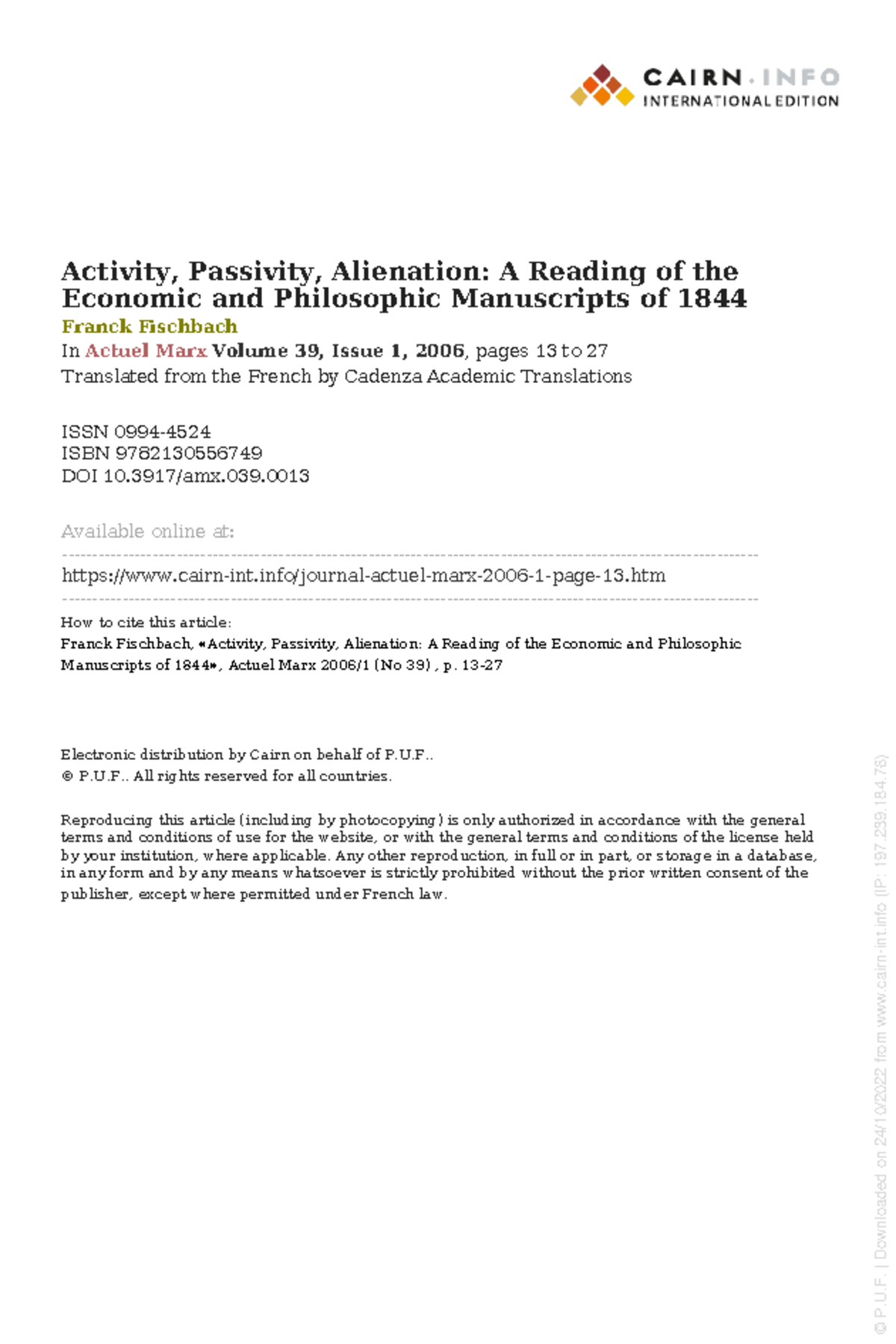 E AMX 039 0013 - Notes for financial reporting 2 - Activity, Passivity ...