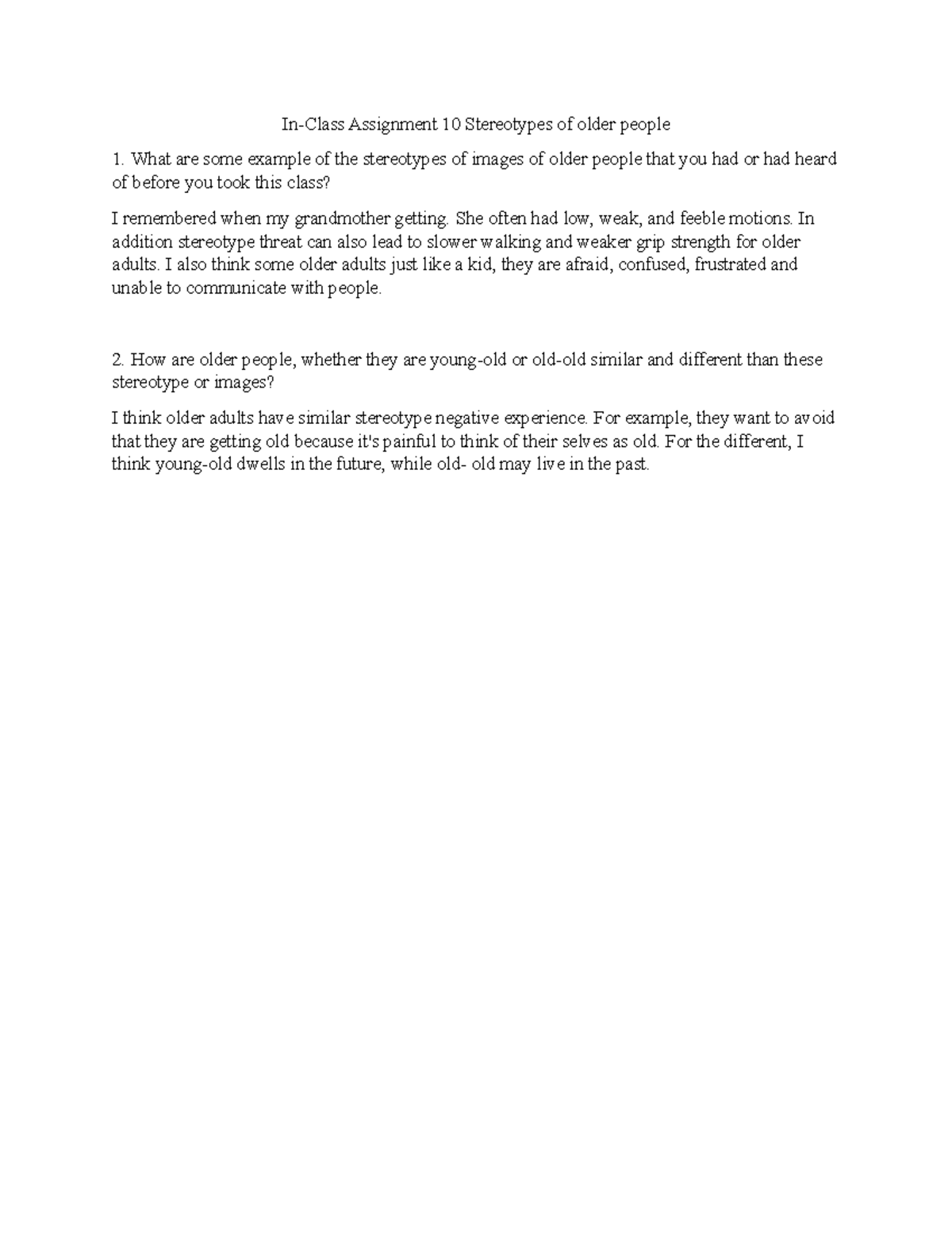 1. What are some example of the stereotypes of images of older people ...