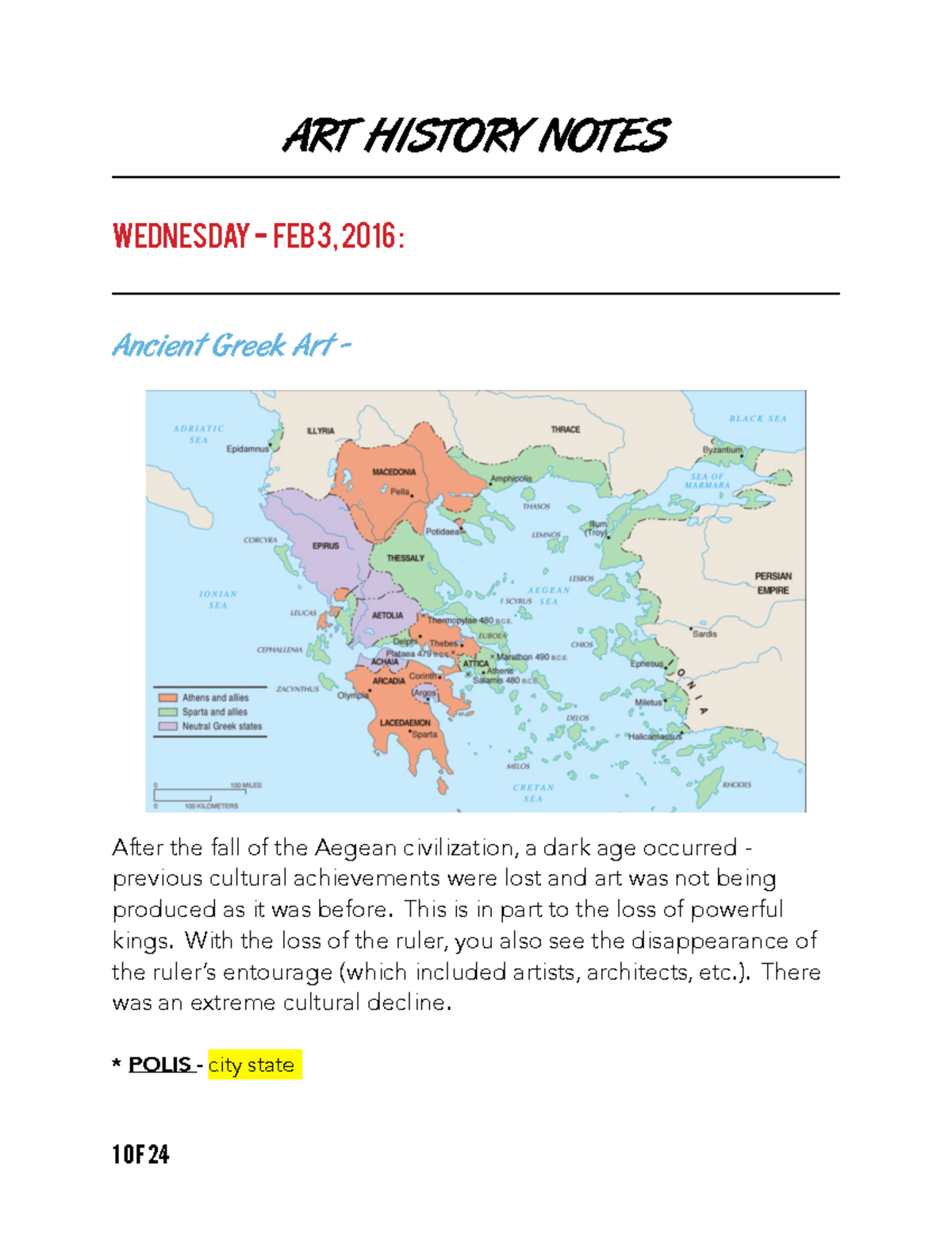 Art History - Greece - ART HISTORY NOTES Wednesday feb 3, 2016 ...