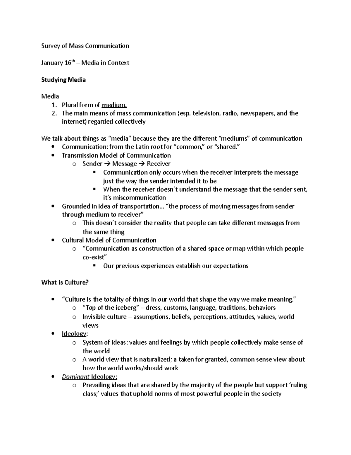 Survey of Mass Communication Notes - Survey of Mass Communication ...