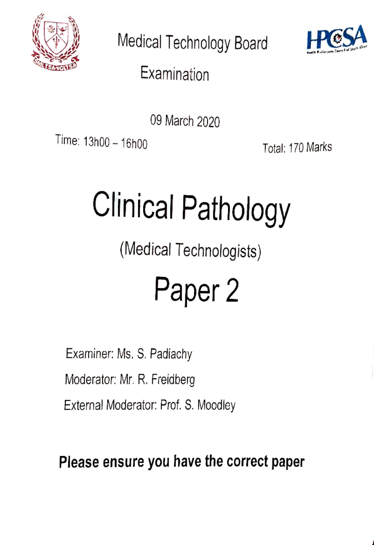 Board exam 2 - exam prep - Medical Technology Board PCSA T Examination ...