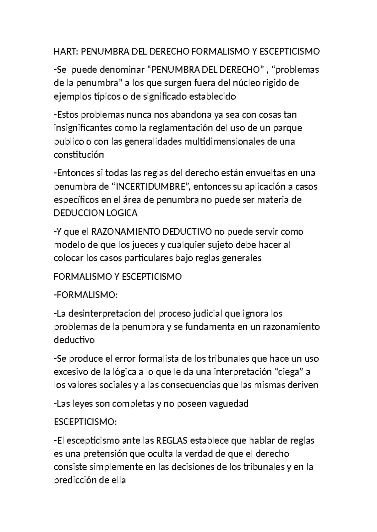 HART - Resumen Teoría General del Derecho - HART: PENUMBRA DEL DERECHO ...