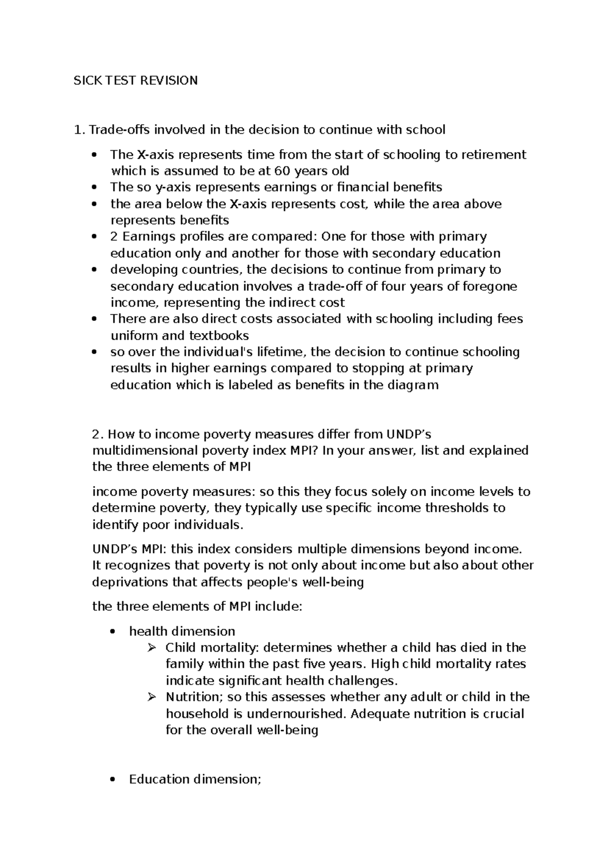 Sick test revision - practice questions - SICK TEST REVISION Trade-offs ...