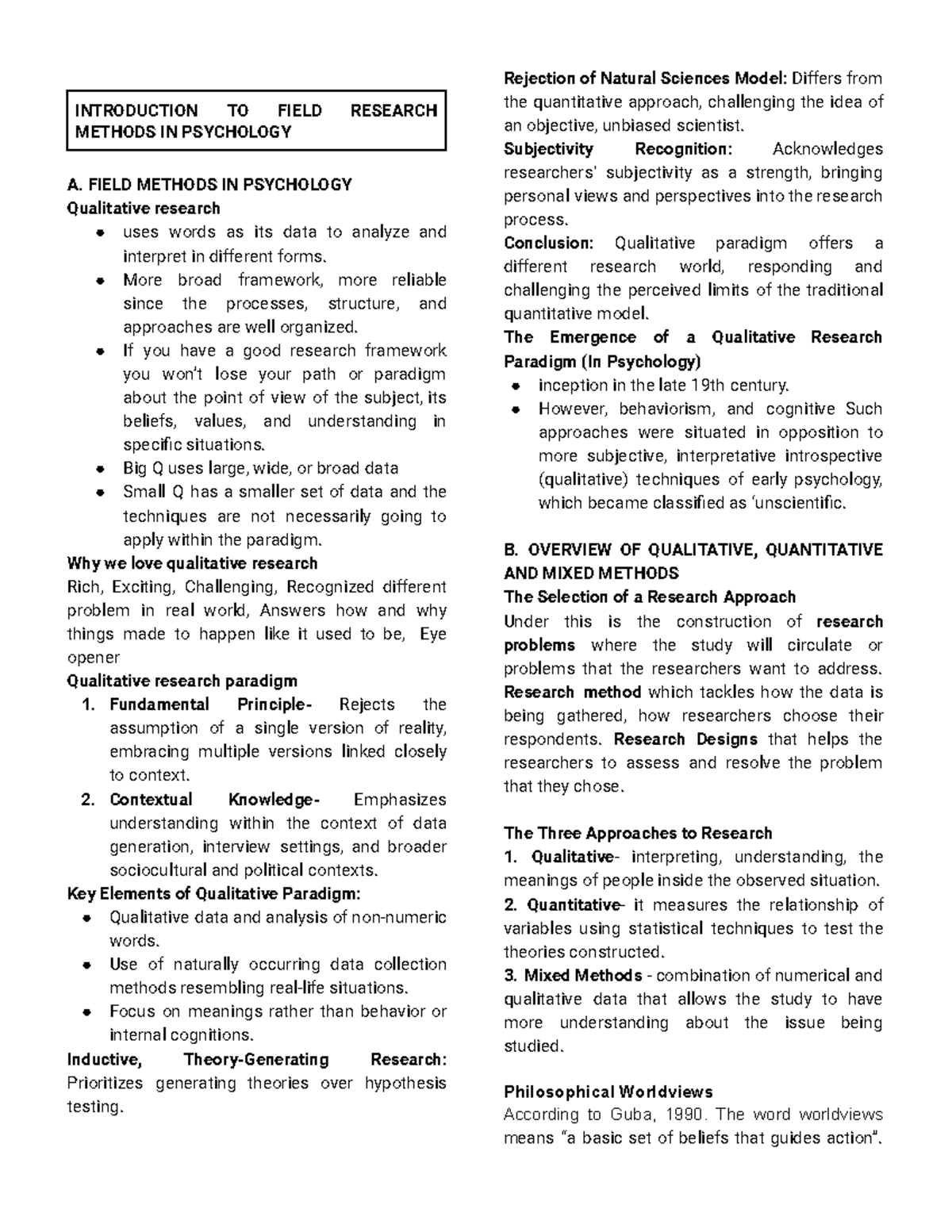 Reviewer8283jejejeje - INTRODUCTION TO FIELD RESEARCH METHODS IN ...