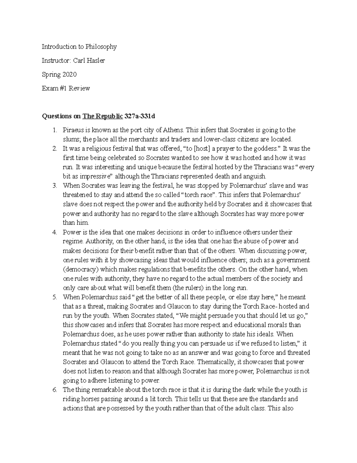 Introduction to Philosophy Exam Review 1 - Introduction to Philosophy ...