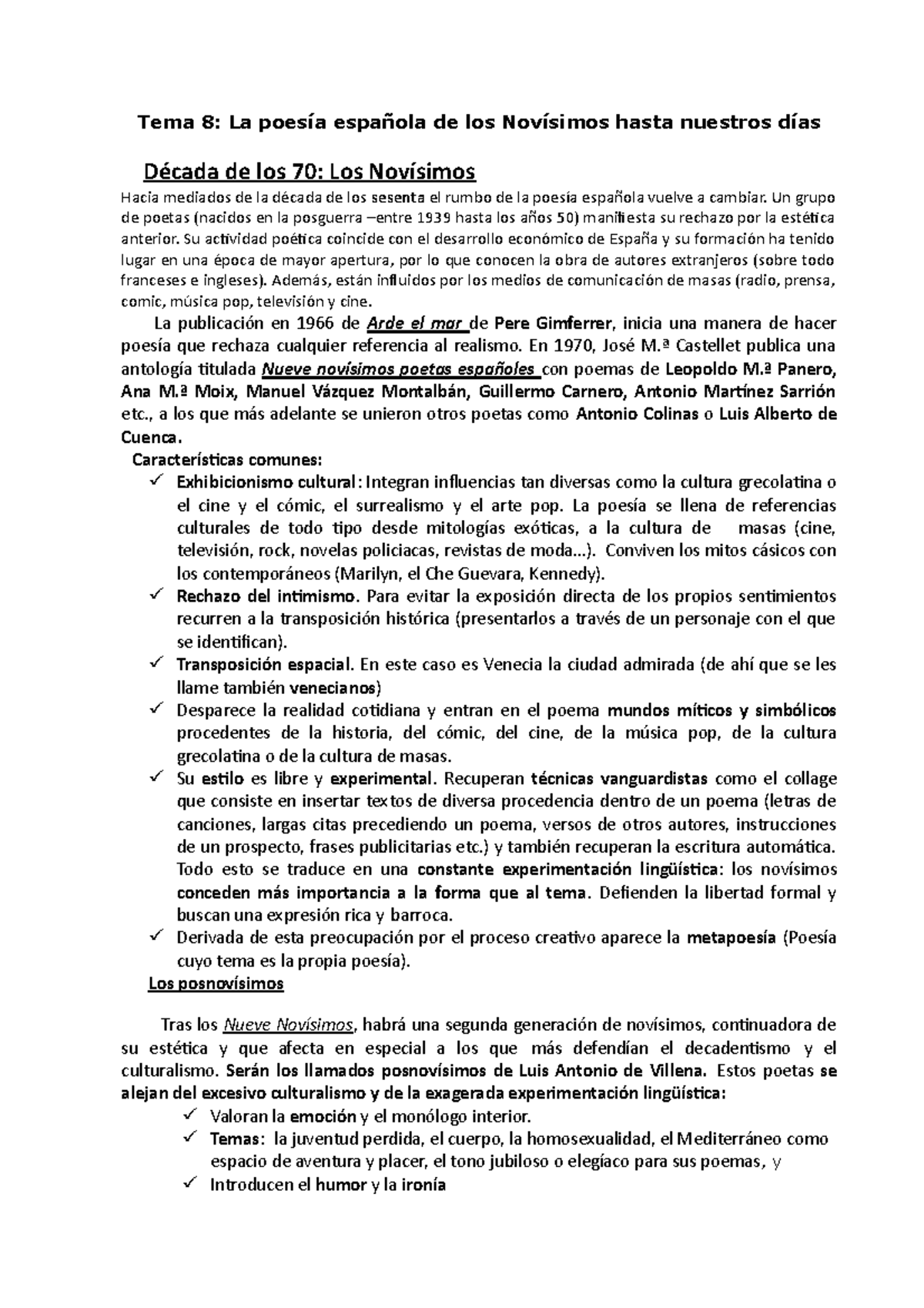 Tema 8 - Lecture notes TEMA 8 - Tema 8: La poesía española de los ...