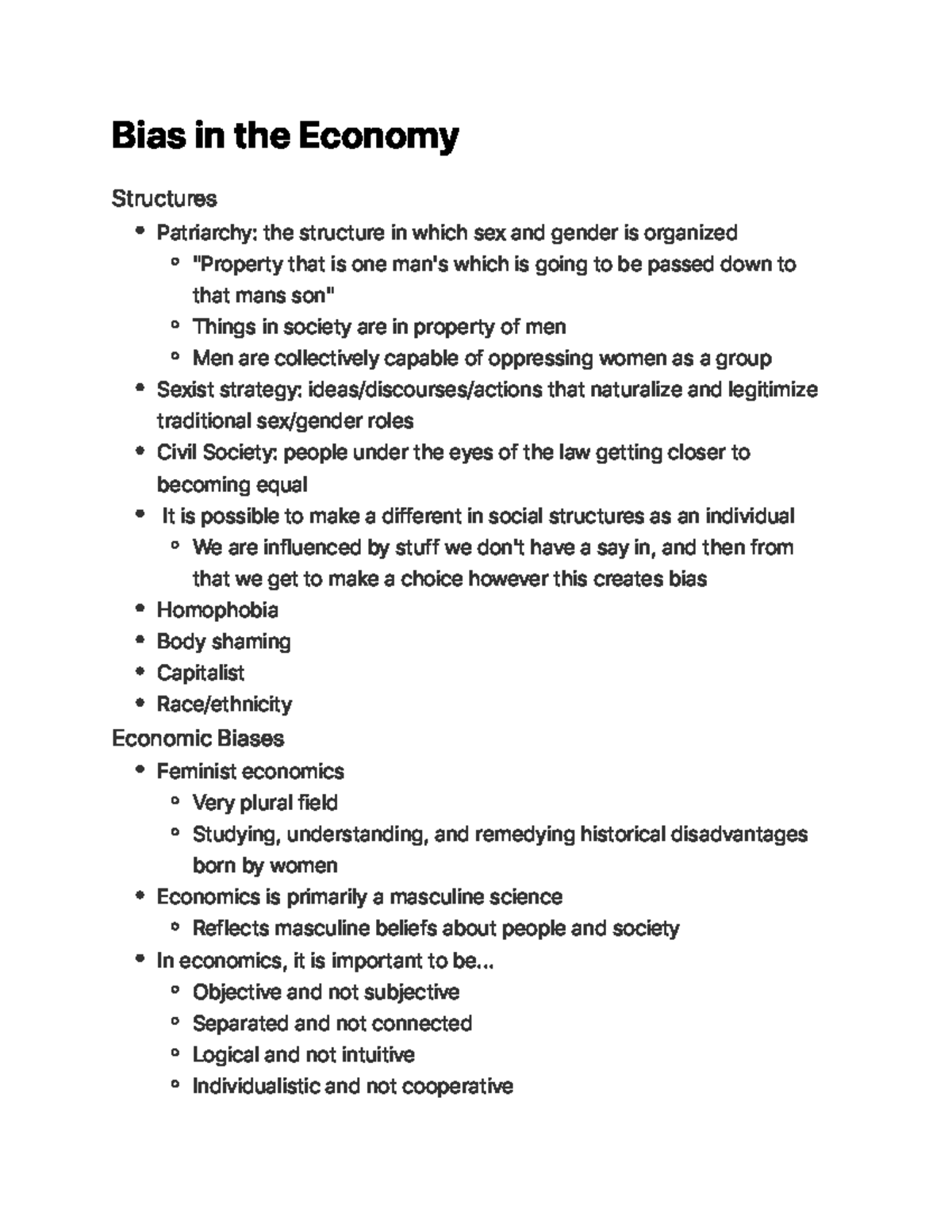 Bias in the Economy - Lecture notes - B i a s i n t h e E c o n o my S ...