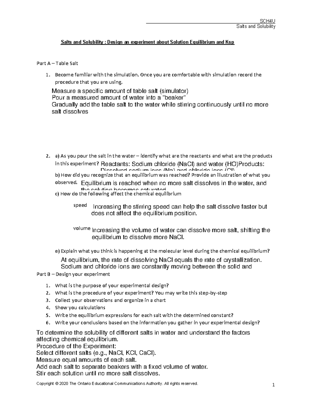 Source - Work - SCH4U Salts and Solubility Salts and Solubility ...