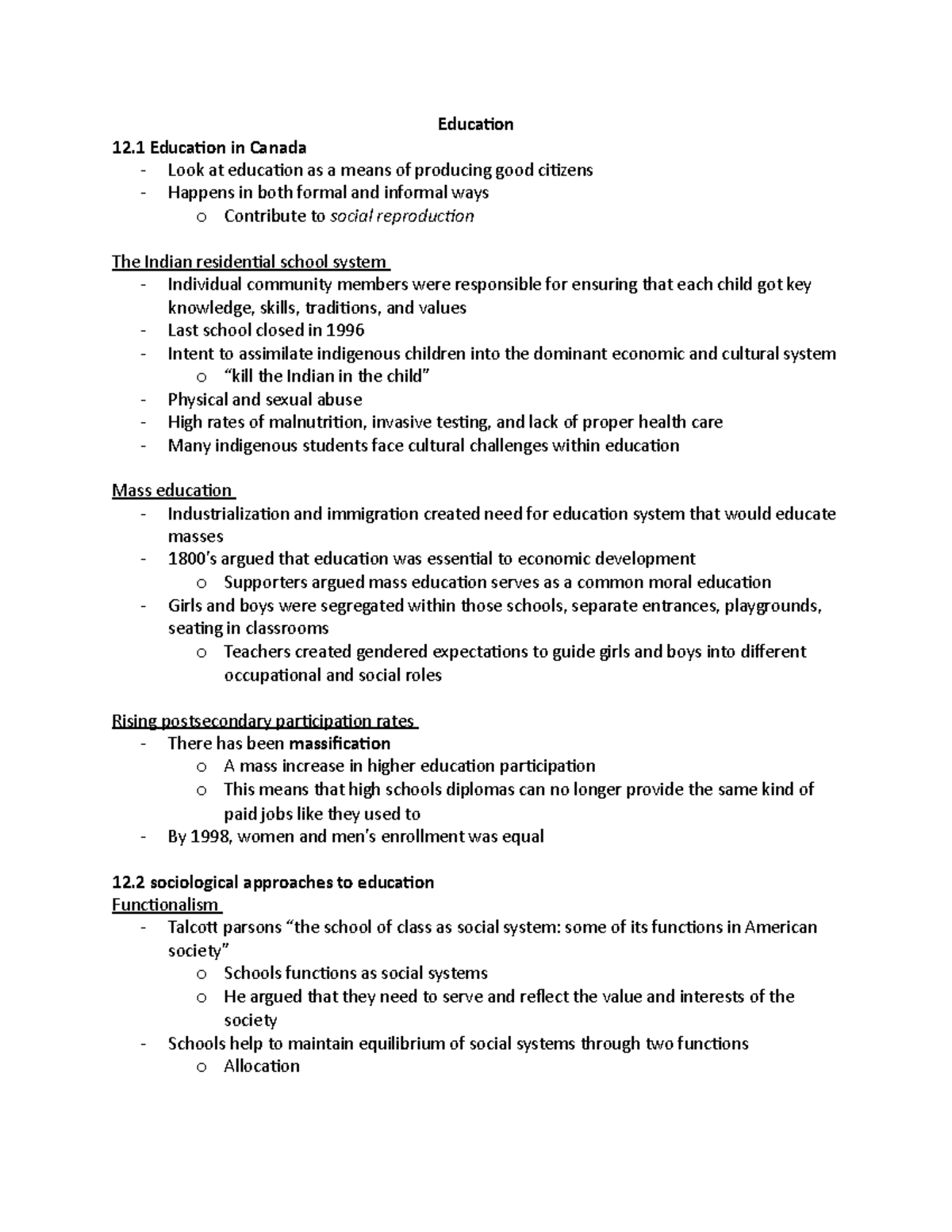 Sociology textbook chapter 12 - Education 12 Education in Canada Look ...
