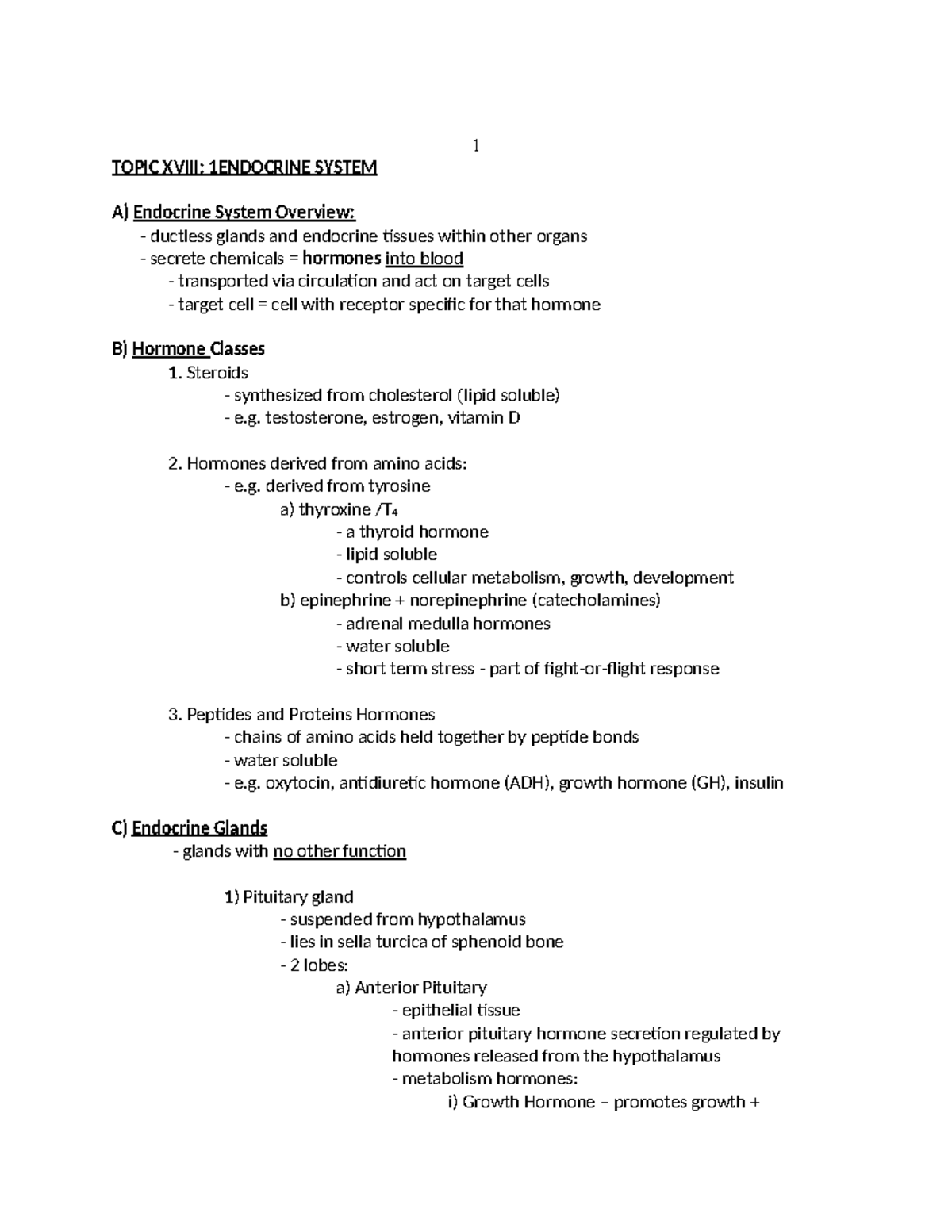 Topic Xviii Endocrine System - TOPIC XVIII: 1 ENDOCRINE SYSTEM A ...