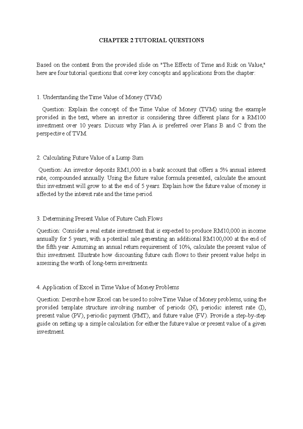 Tutorial Chapter 3 - Hdidhsjsns shishebshjsia hsisjsjs - CHAPTER 2 TUTORIAL QUESTIONS Based on ...