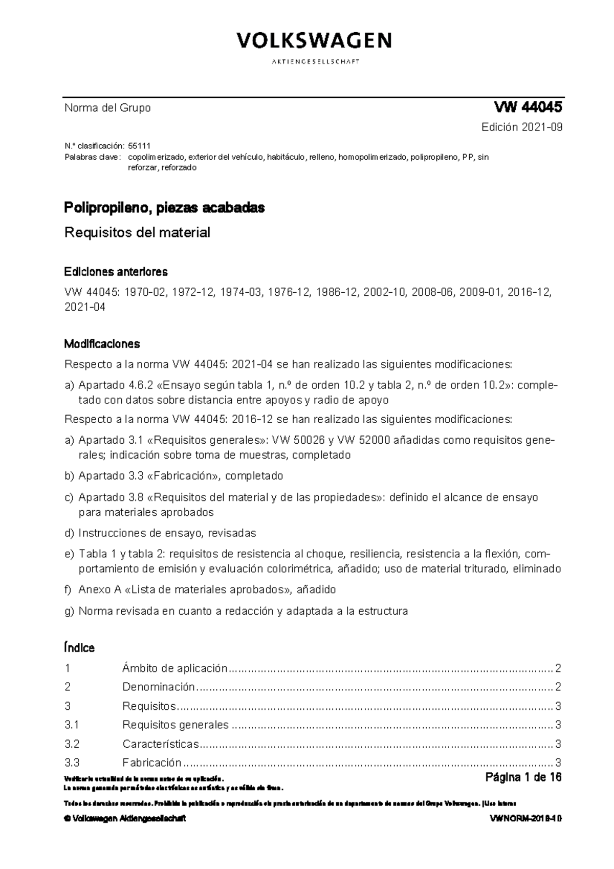 VW 44045 ES - Norma Automotiva - Norma del Grupo VW 44045 Edición 2021 ...
