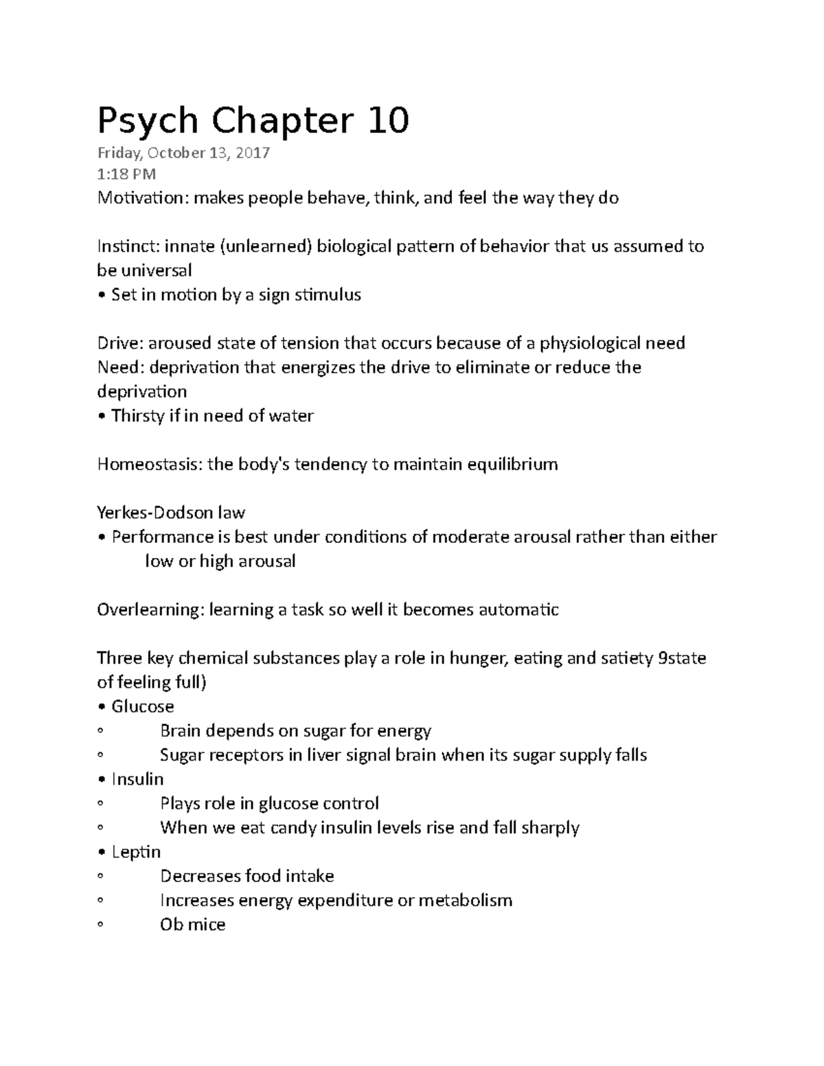 Psych Chapter 10 - Psych Chapter 10 Friday, October 13, 2017 1:18 PM ...