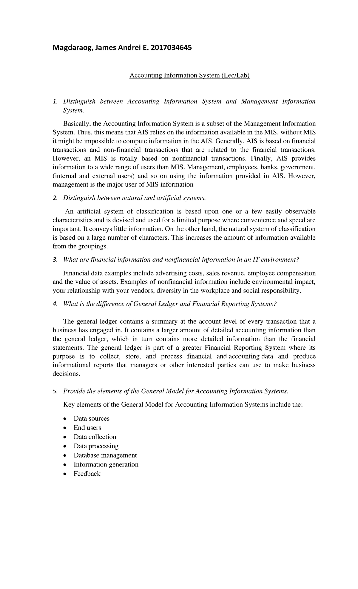 203 Magdaraog Assignment 01 - Magdaraog, James Andrei E. 2017034645 Accounting Information ...