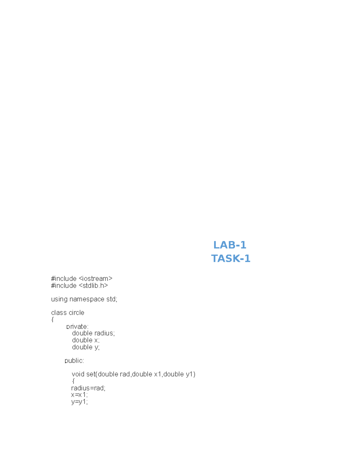 OOP All Labs Solution - LAB- TASK- #include #include using namespace ...