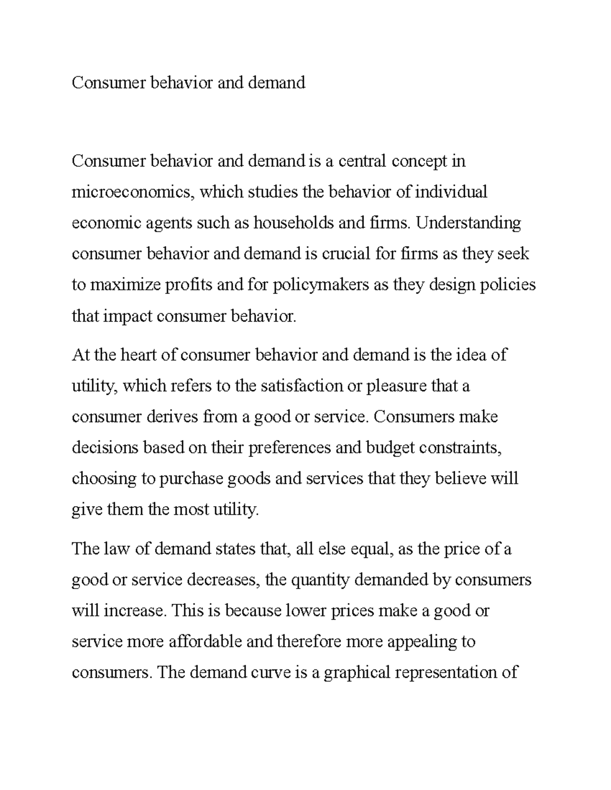 Consumer behavior adn demand - Consumer behavior and demand Consumer ...