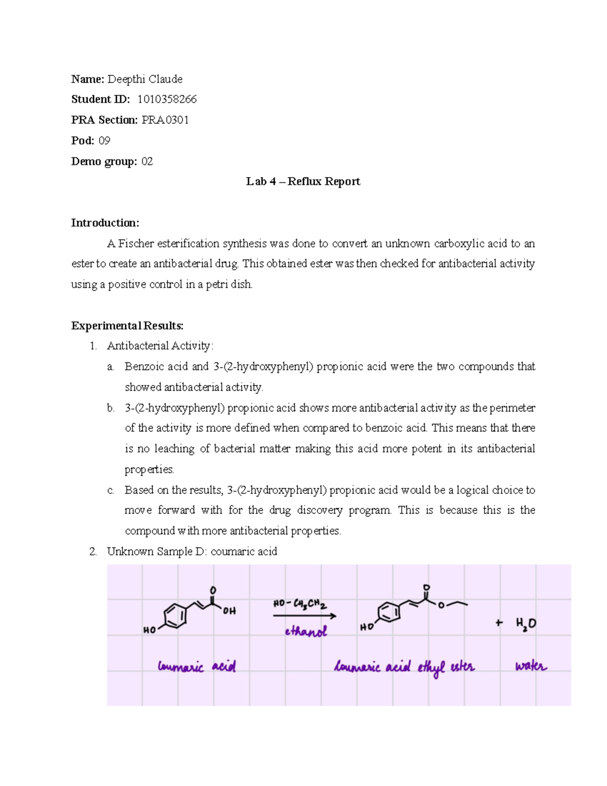 Lab 4 - Reflux Report - Name: Deepthi Claude Student ID: 1010358266 PRA ...