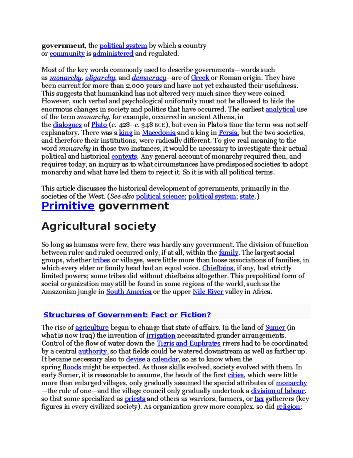 Gov 3 - notes - government, the political system by which a country or ...